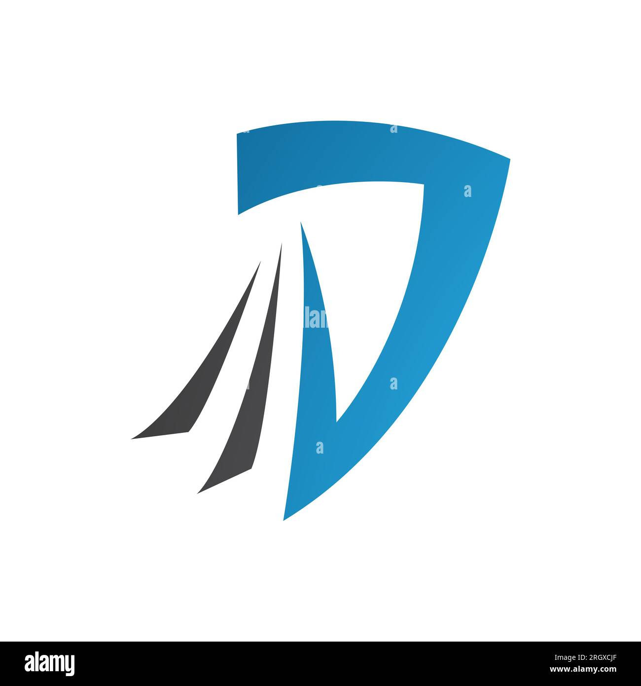 Blue and Black Letter D Icon with Tails on a White Background Stock ...