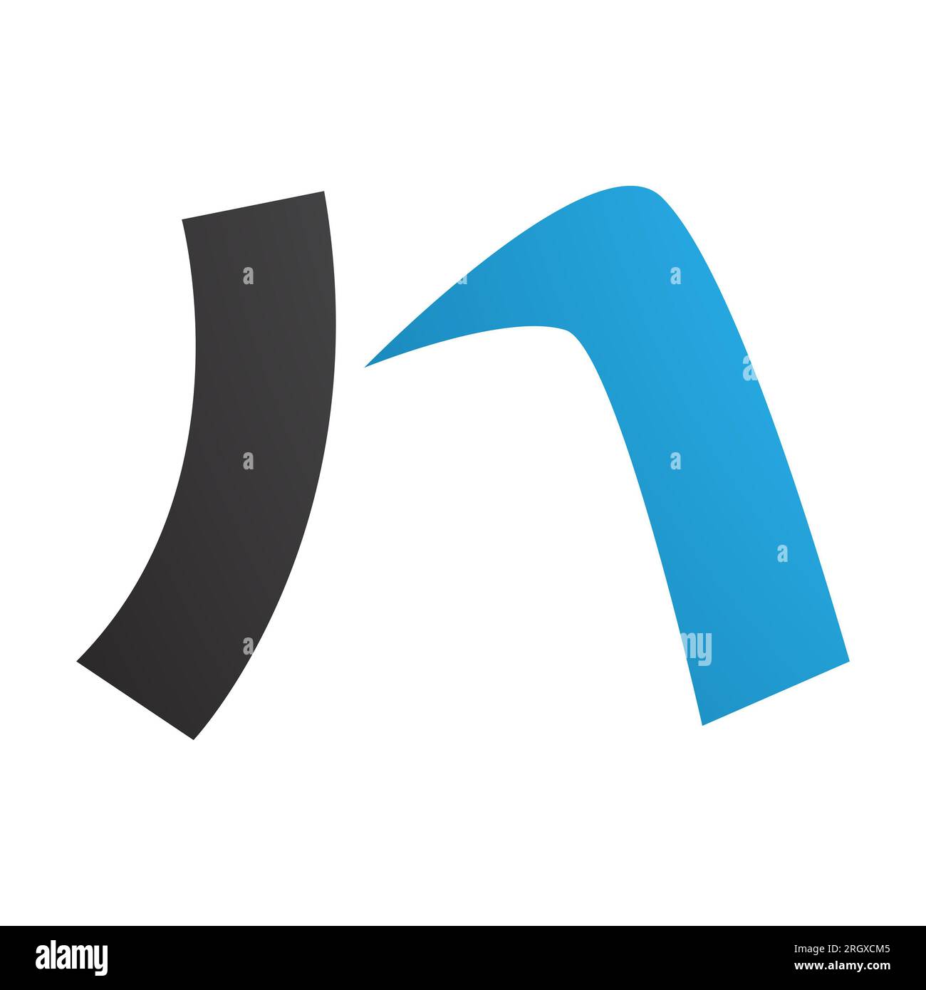 Blue and Black Letter N Icon with a Curved Rectangle on a White ...