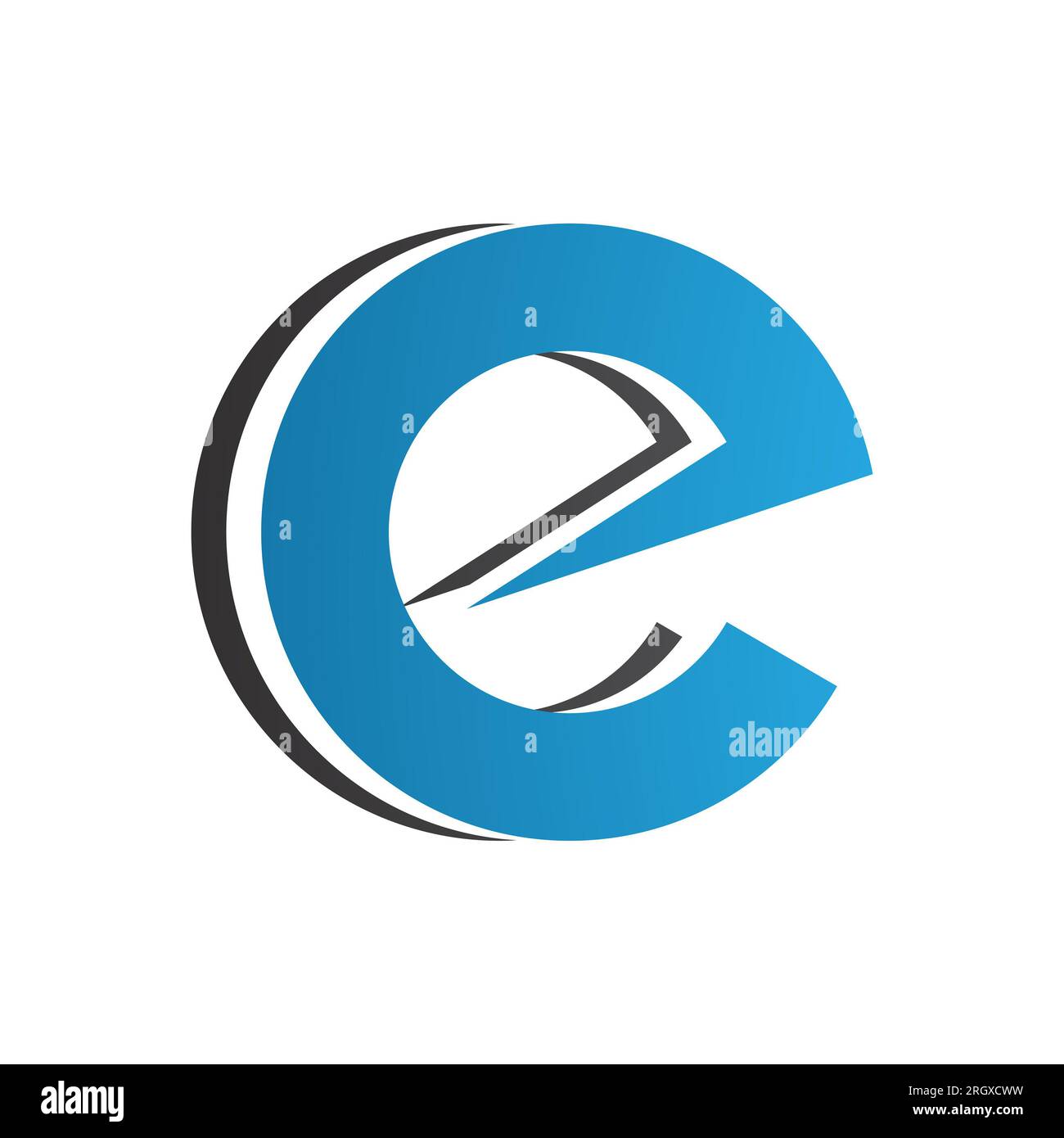 Blue and Black Round Layered Lowercase Letter E Icon on a White ... Blue and Black Round Layered Lowercase Letter E Icon on a White ...