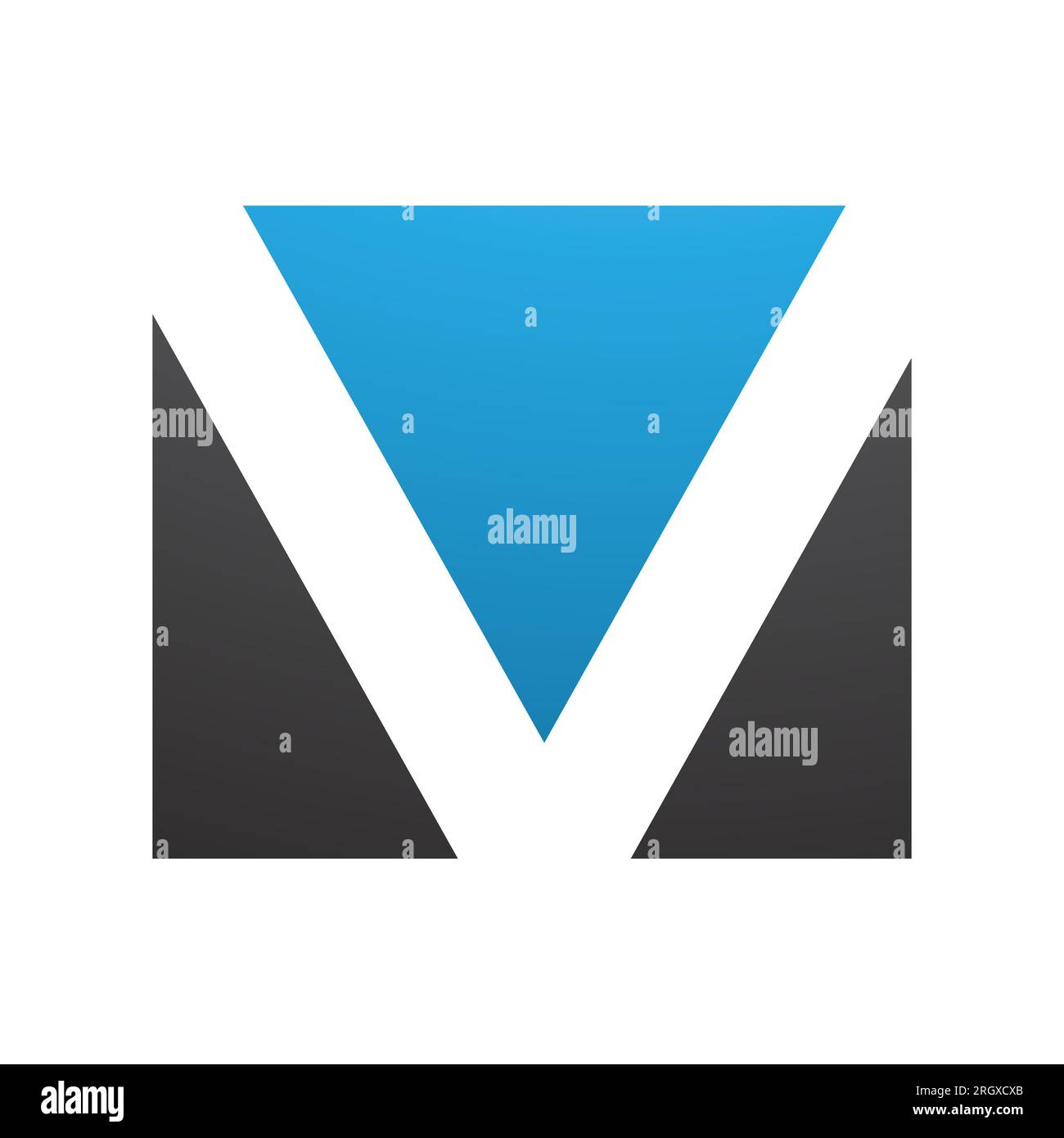 Blue and Black Rectangular Shaped Letter V Icon on a White Background ...
