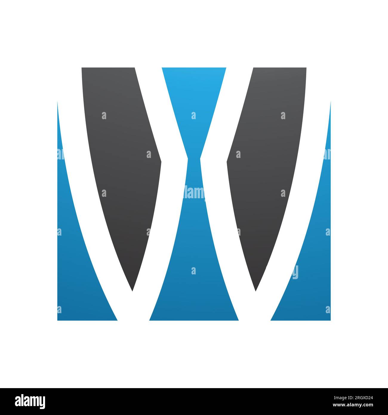 Blue and Black Square Shaped Letter W Icon on a White Background Stock ...