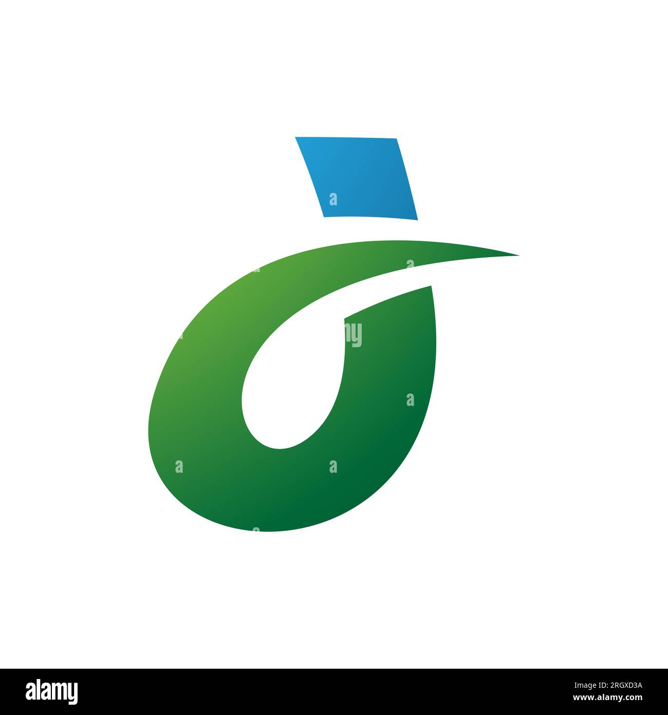 Blue and Green Curved Spiky Letter D Icon on a White Background Stock ...