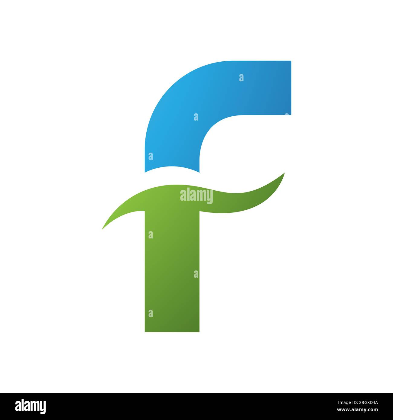 Blue and Green Letter F Icon with Spiky Waves on a White Background ...