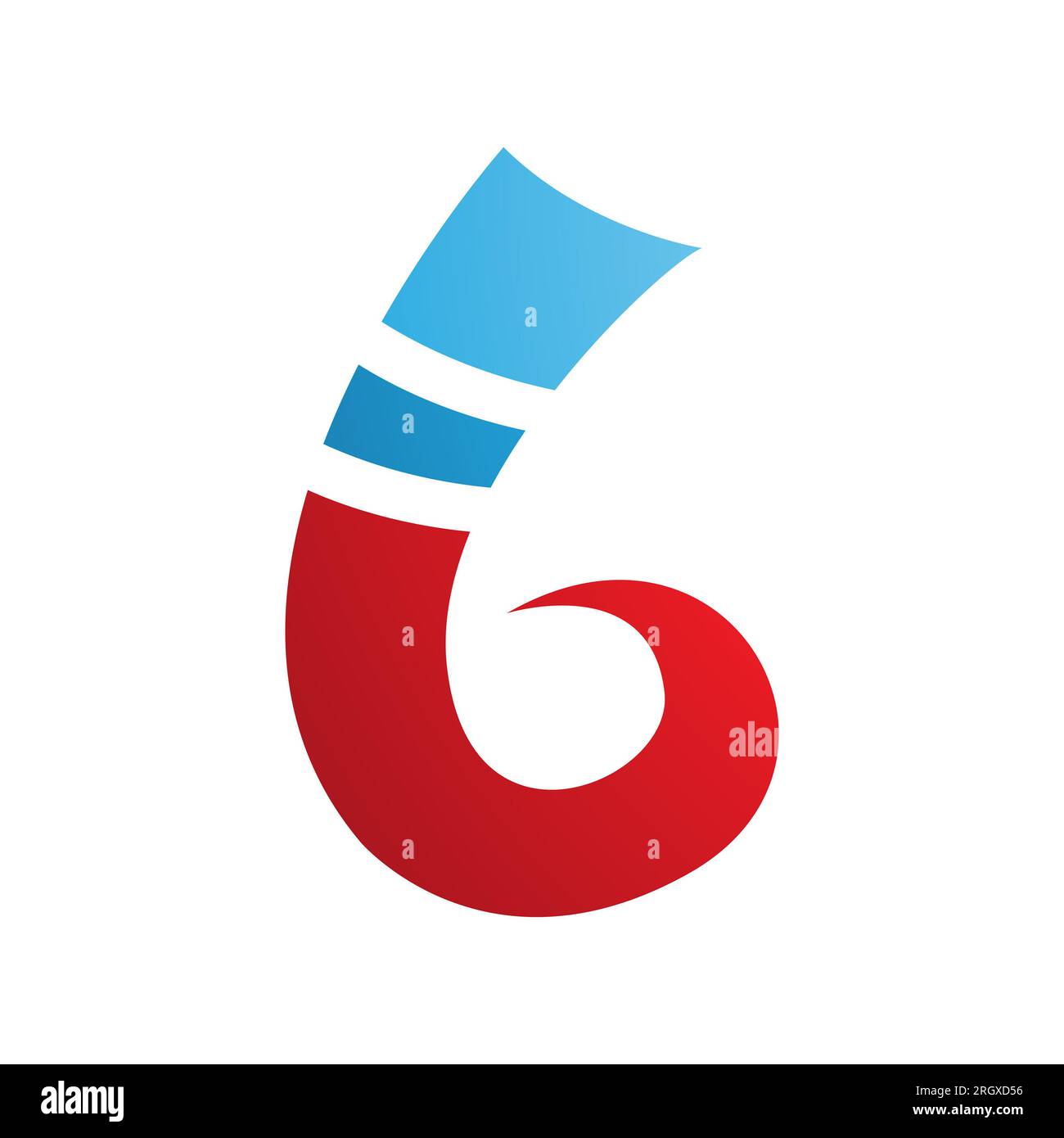 Blue and Red Curly Spike Shape Letter B Icon on a White Background ...