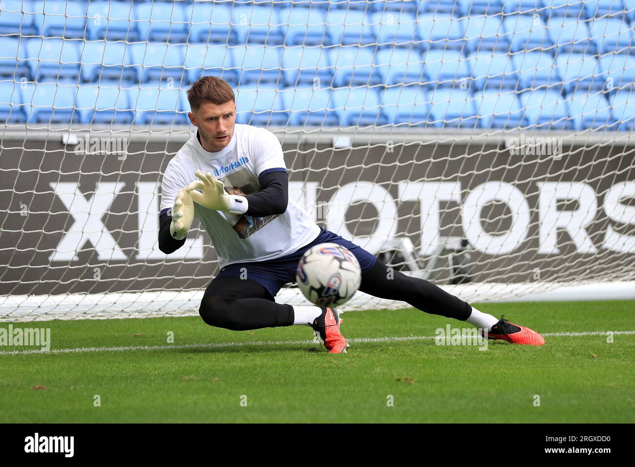 Coventry goalkeeper Bradley Collins warming up before the Sky Bet ...