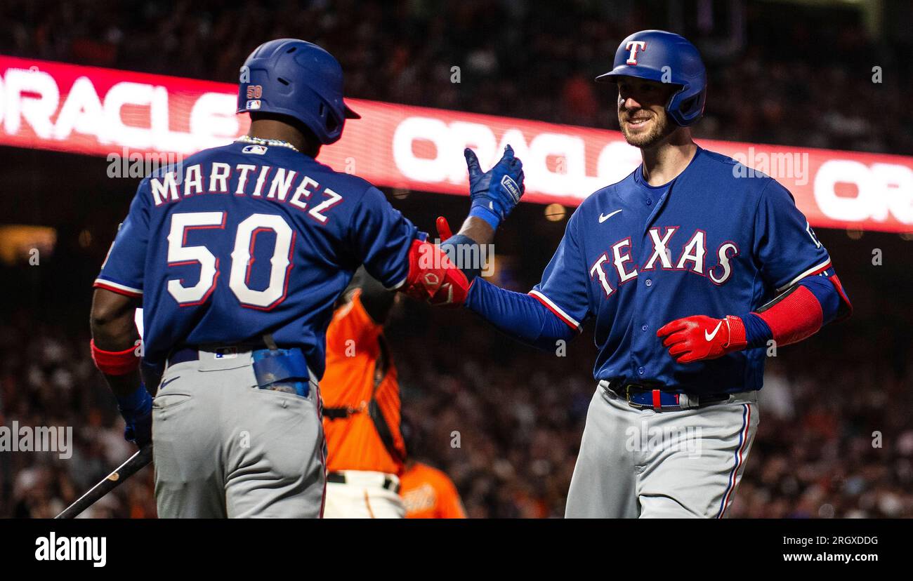 August 11 2023 San Francisco CA, U.S.A. Texas Rangers catcher Mitch ...