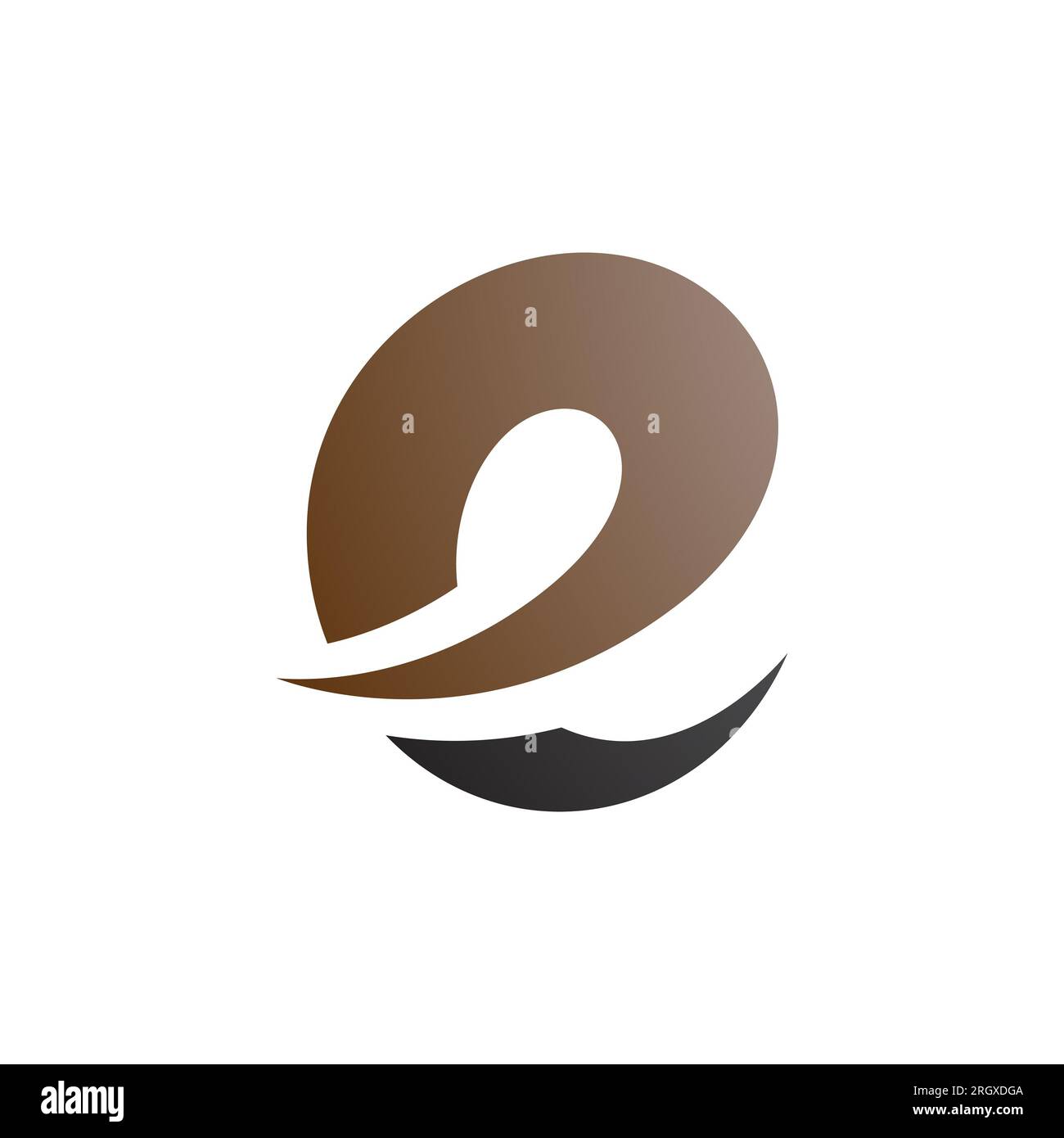 Brown and Black Lowercase Letter E Icon with Soft Spiky Curves on a ...