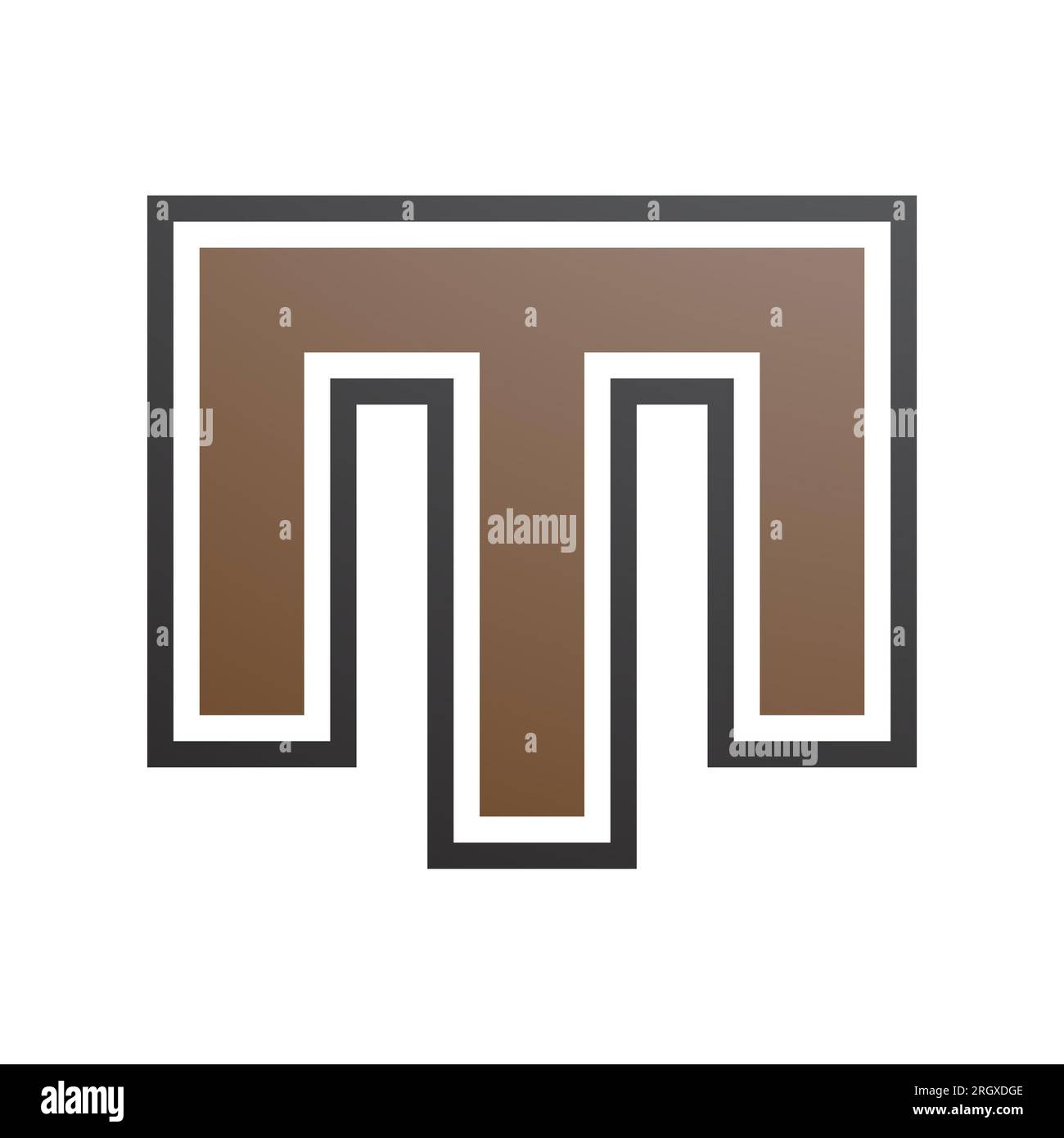 Brown and Black Letter M Icon with an Outer Stripe on a White ...