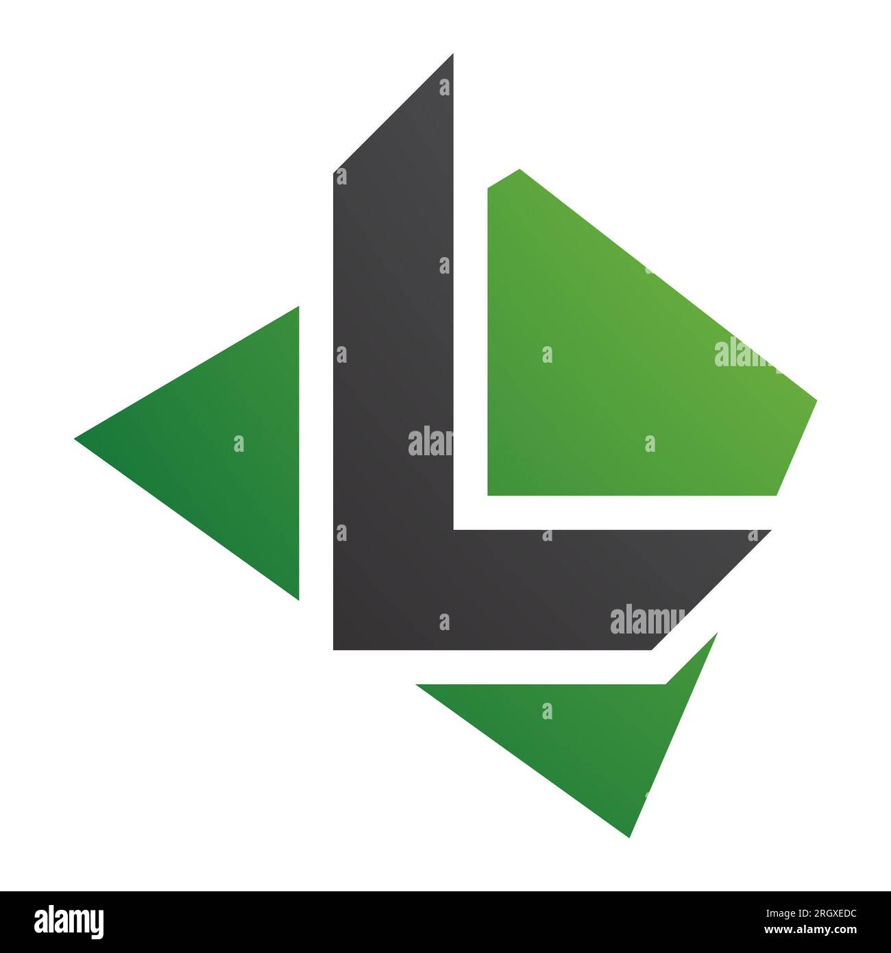 Green and Black Trapezium Shaped Letter L Icon on a White Background ...