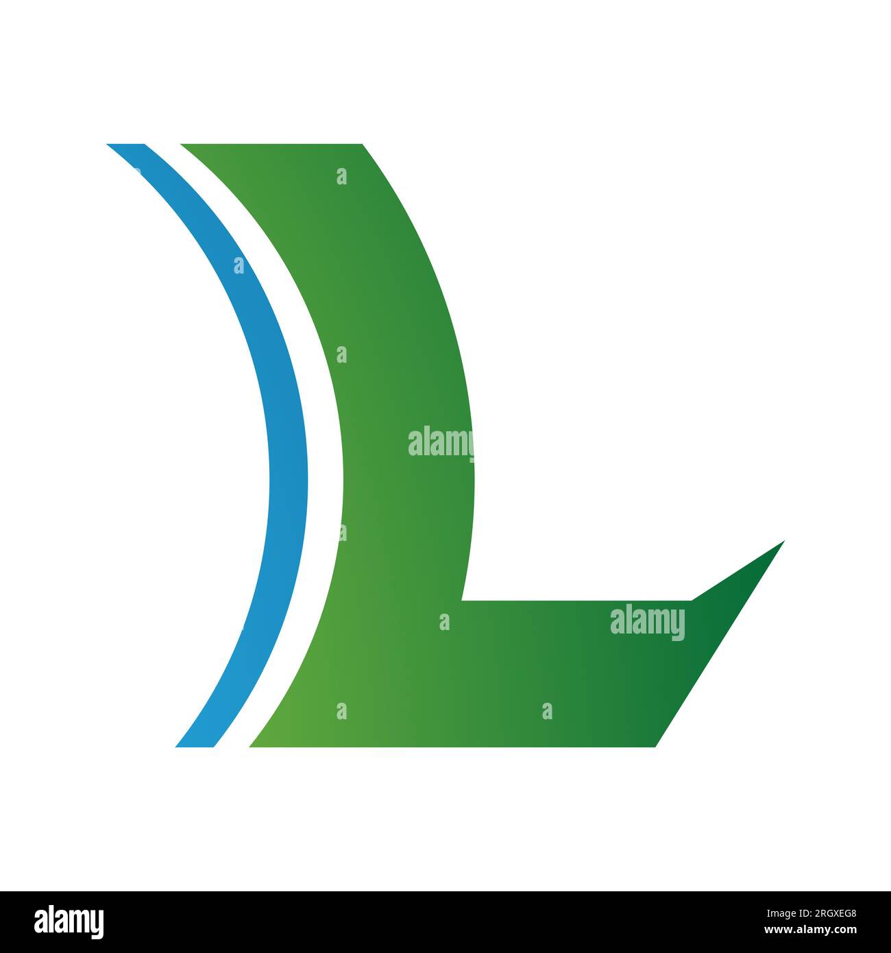 Green and Blue Concave Lens Shaped Letter L Icon on a White Background ...