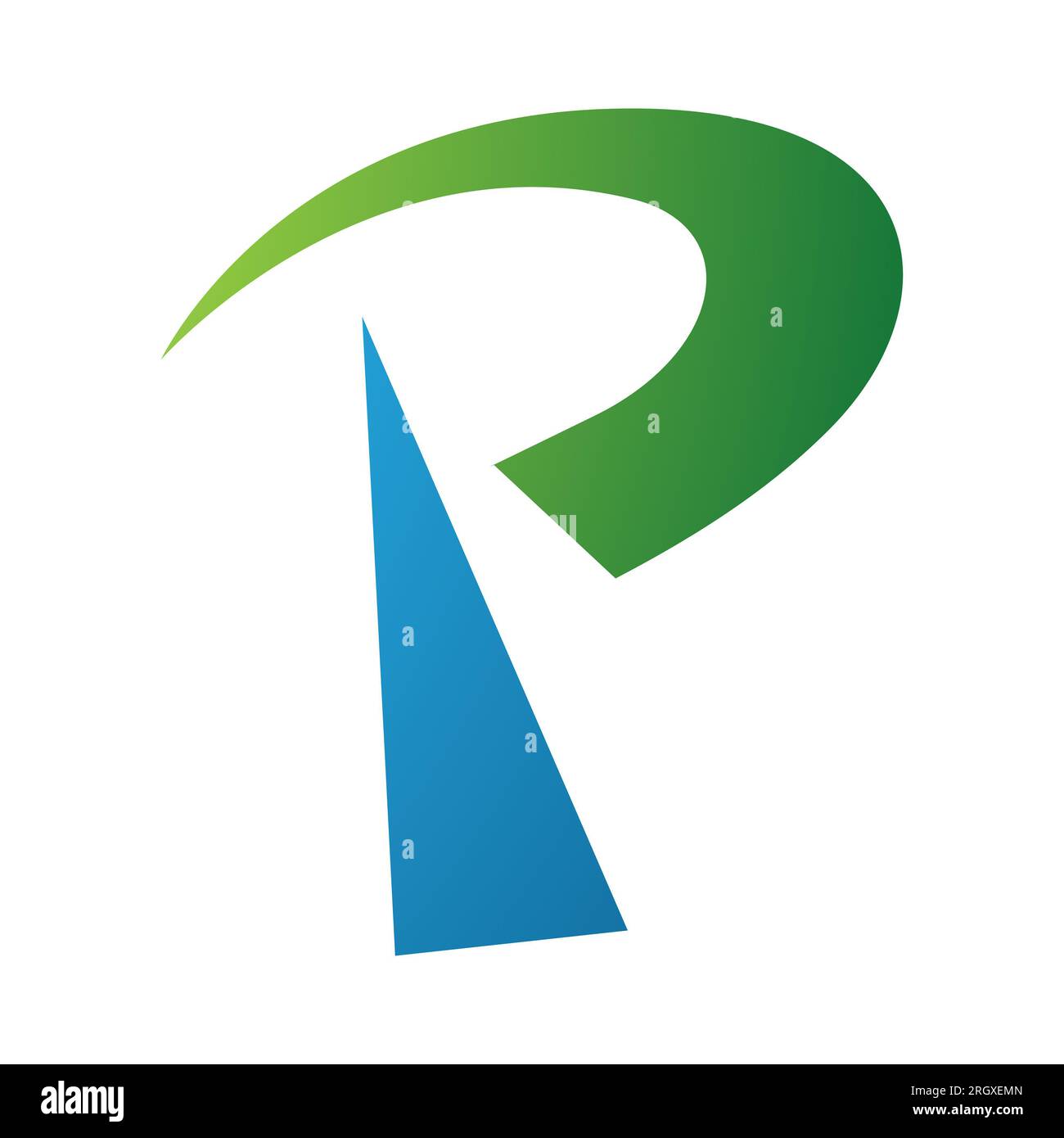Green and Blue Radio Tower Shaped Letter P Icon on a White Background ...
