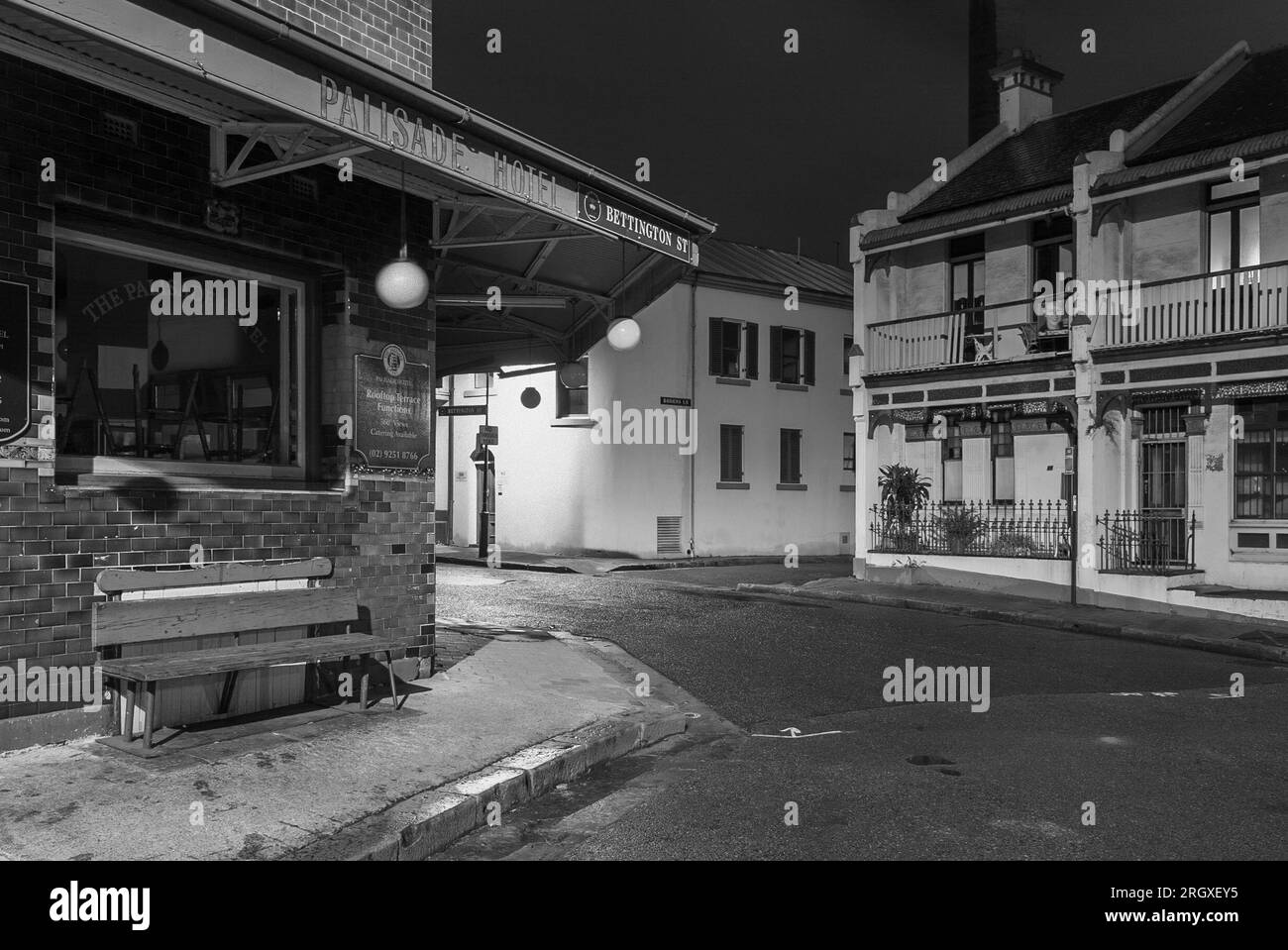 A night view of Bettington Street and Rodens Lane in The Rocks in ...