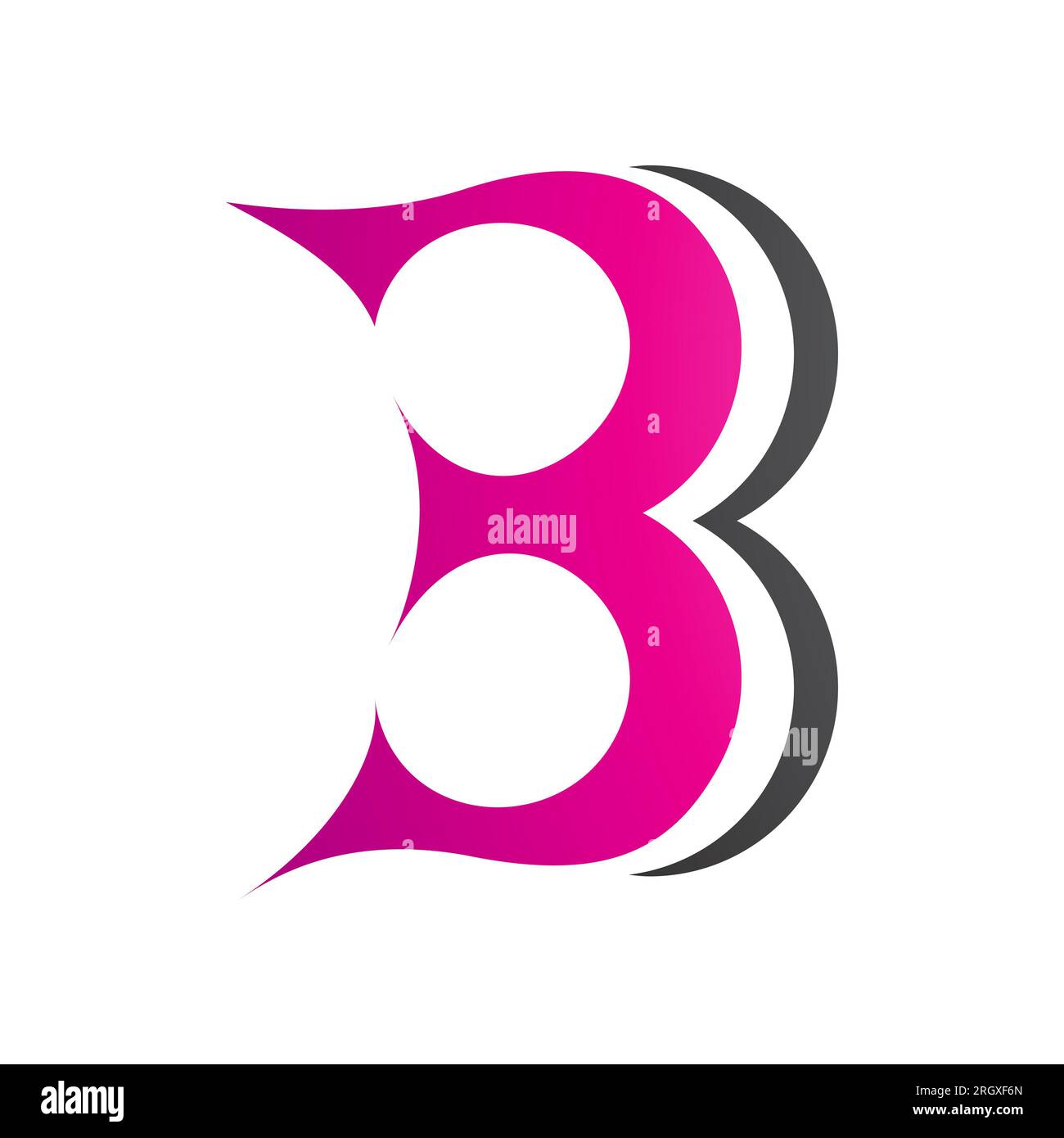 Magenta and Black Curvy Letter B Icon Resembling Number 3 on a White ...
