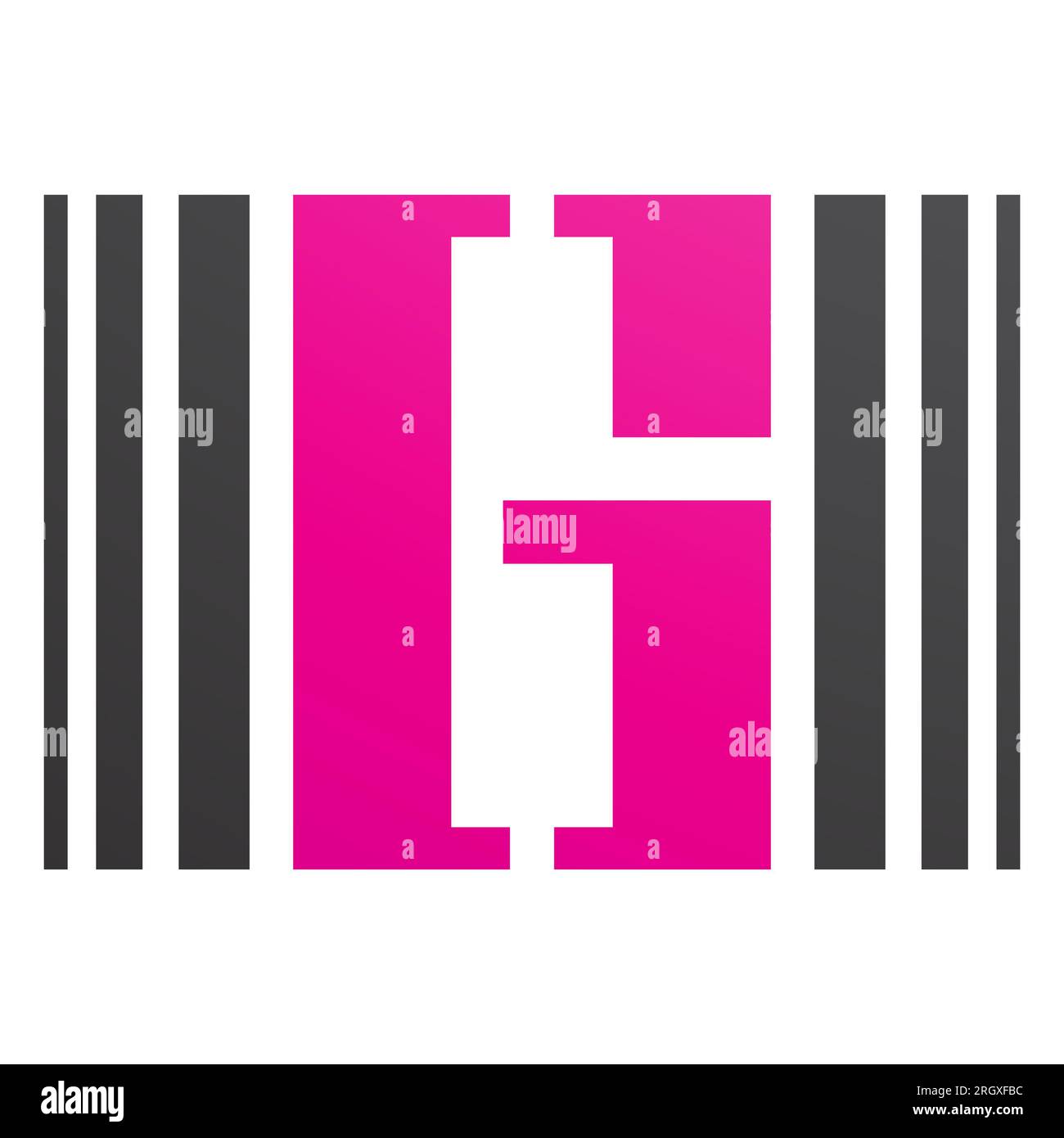 Magenta and Black Letter G Icon with Vertical Stripes on a White ...