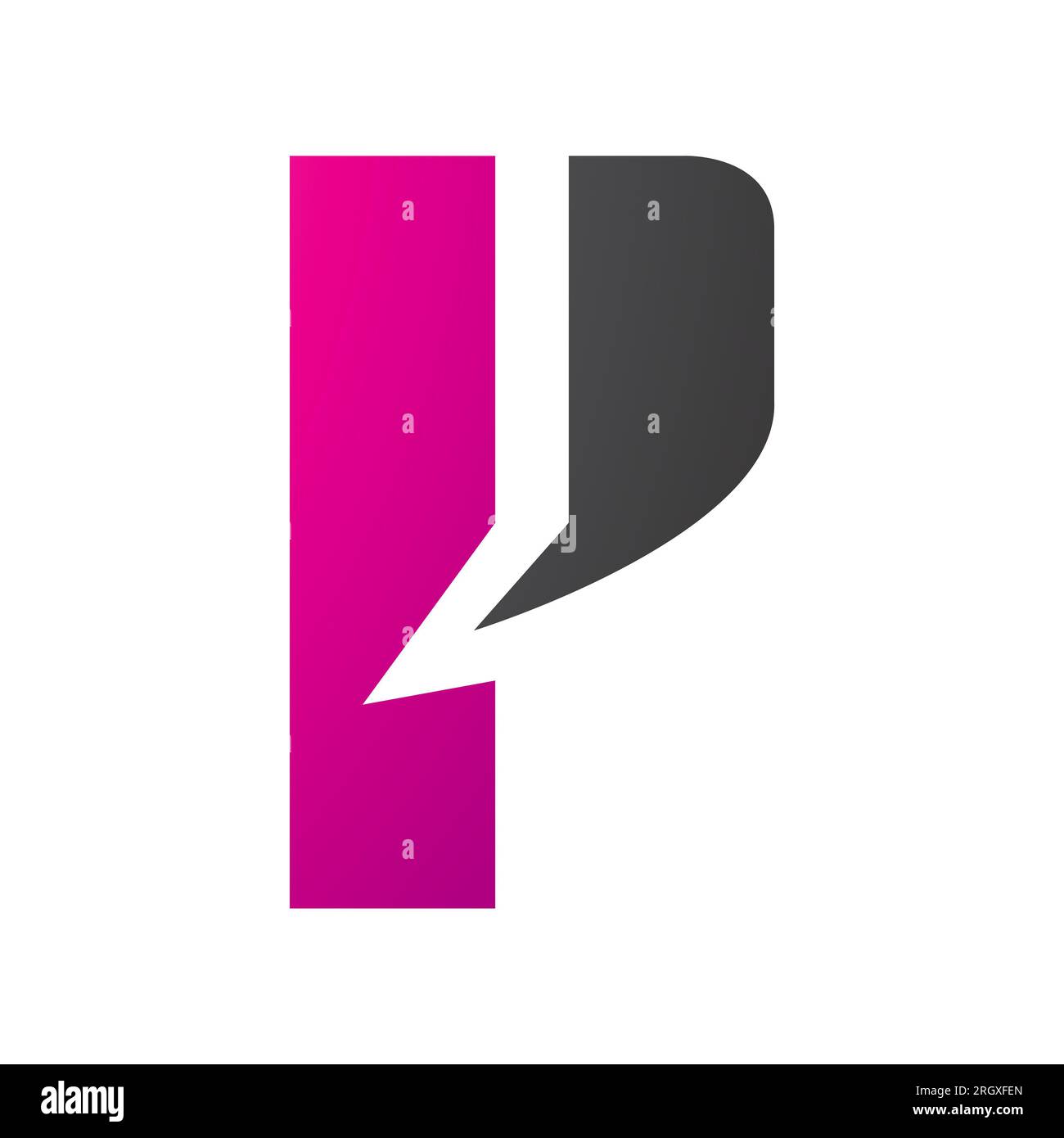 Magenta and Black Letter P Icon with a Bold Rectangle on a White ...