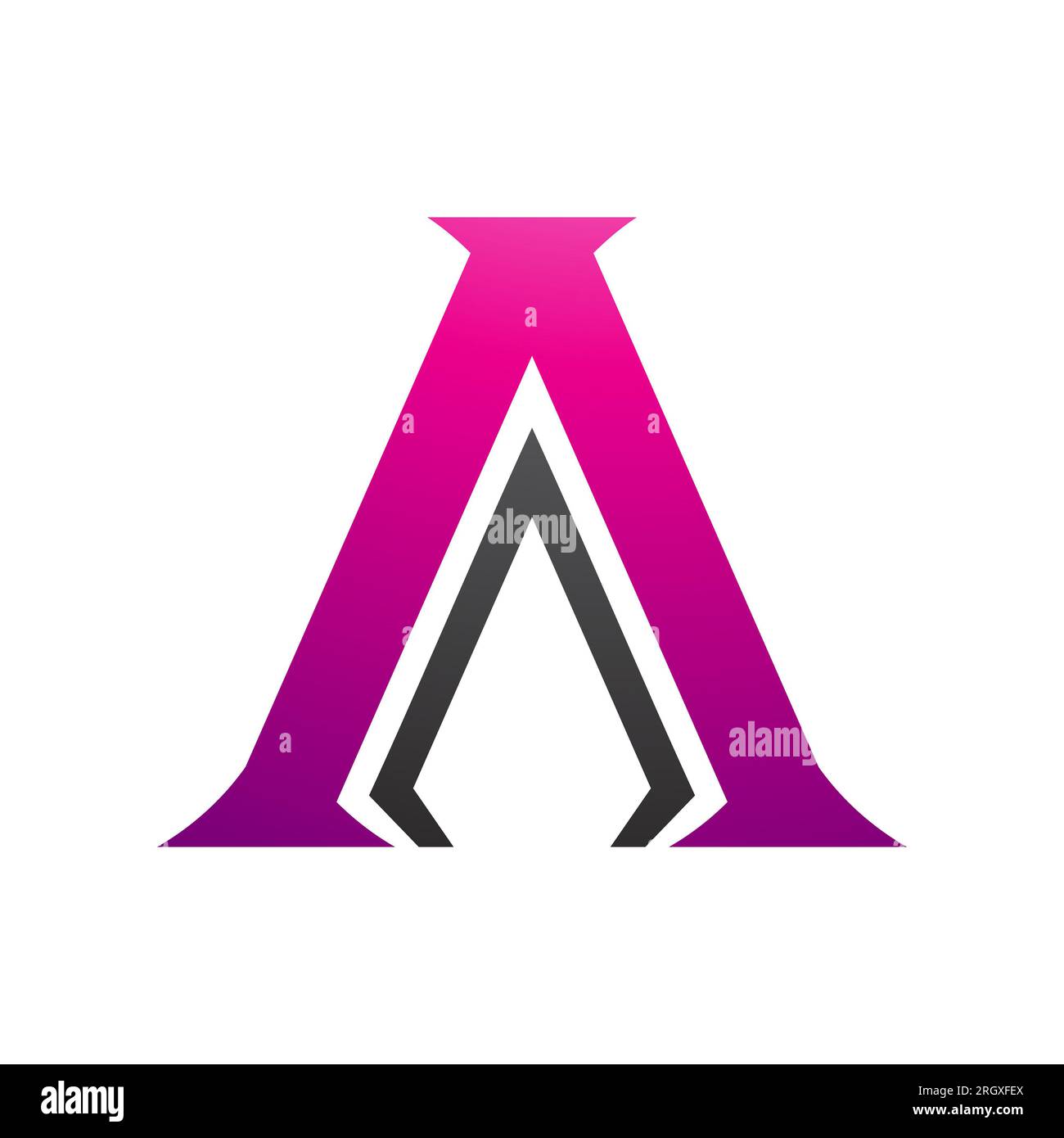 Magenta and Black Pillar Shaped Letter A Icon on a White Background ...