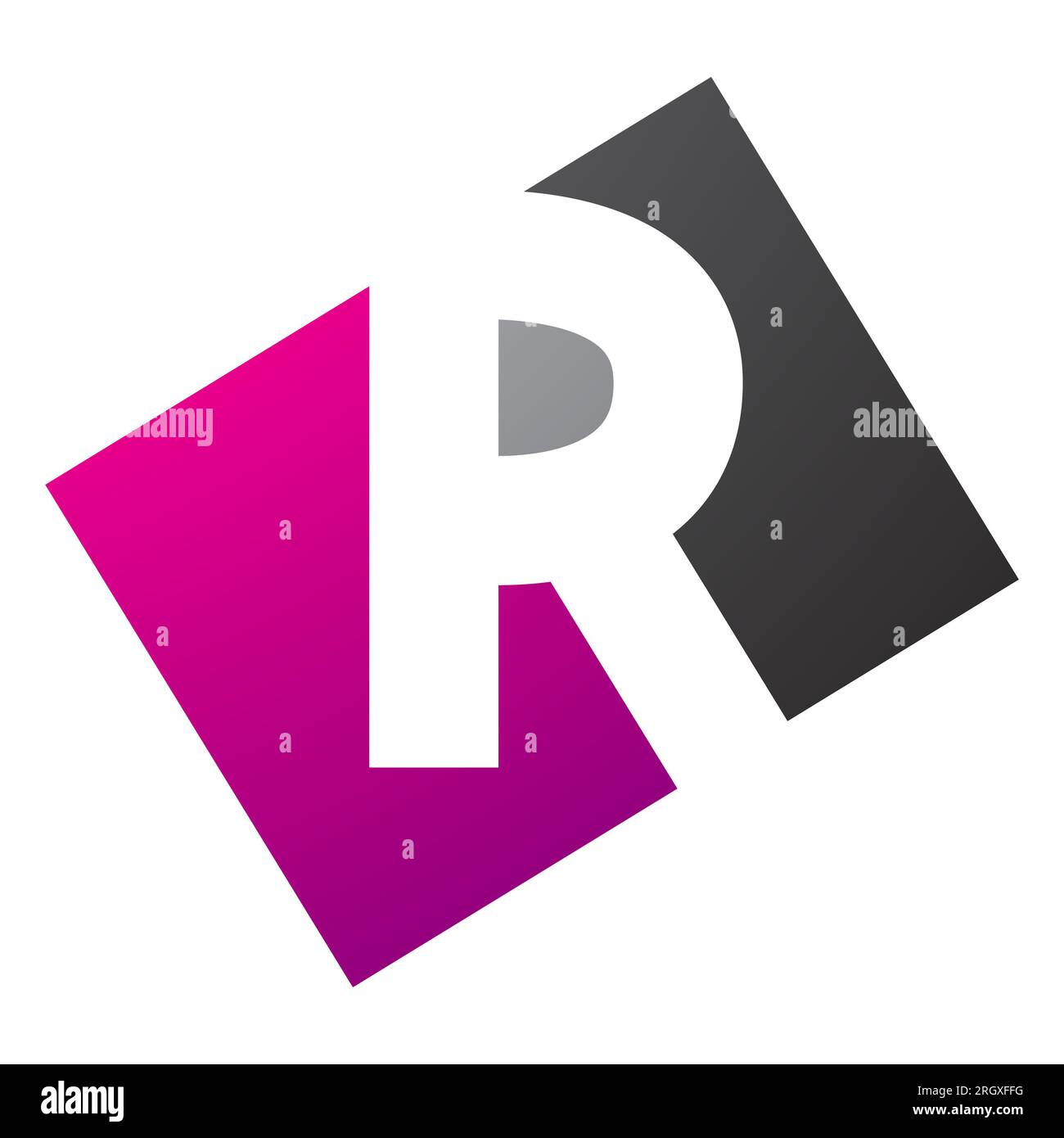 Magenta and Black Rectangle Shaped Letter R Icon on a White Background ...