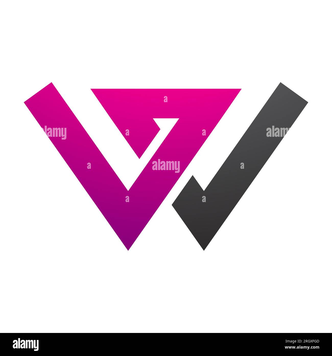 Magenta and Black Letter W Icon with Intersecting Lines on a White ...