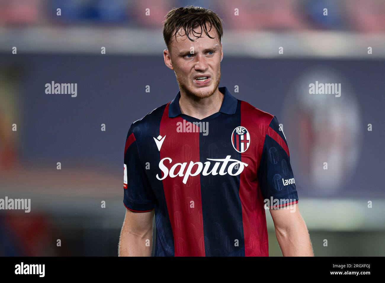 Sam Beukema of Bologna FC looks on during the Coppa Italia Frecciarossa ...