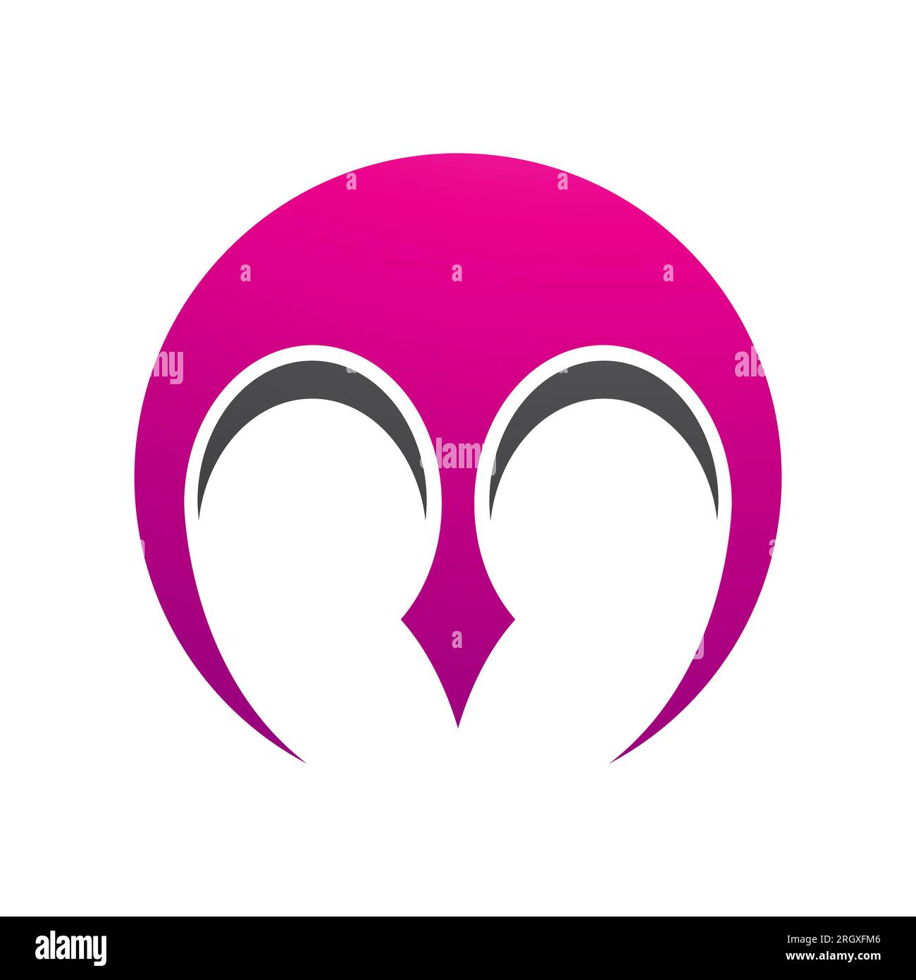 Magenta and Black Round Letter M Icon with Pointy Tips on a White ...