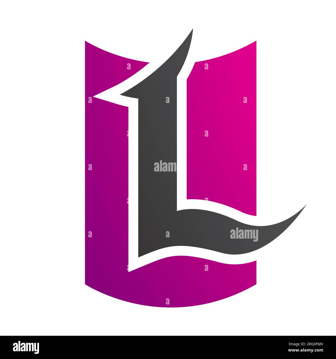 Magenta and Black Shield Shaped Letter L Icon on a White Background ...