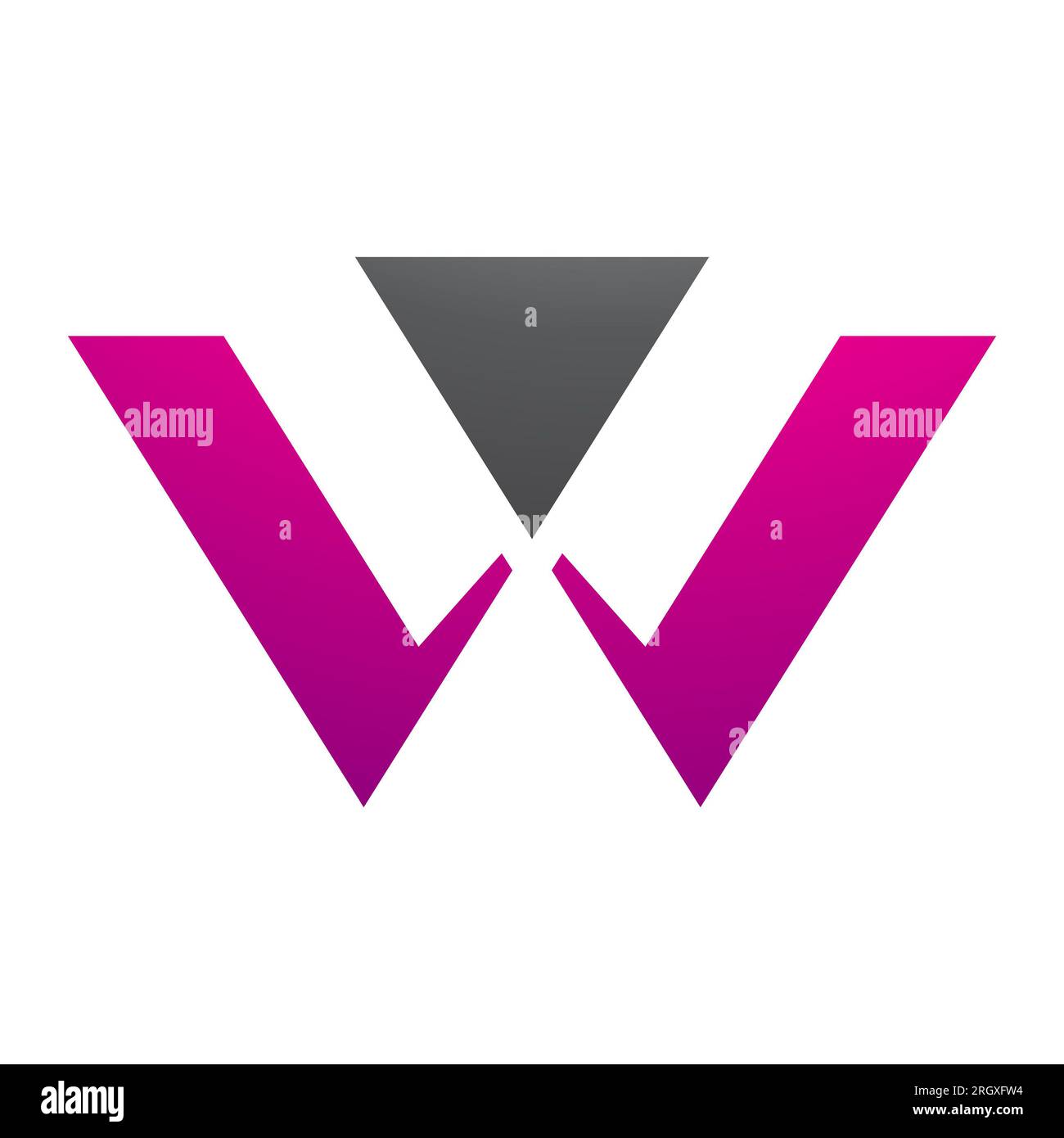 Magenta and Black Triangle Shaped Letter W Icon on a White Background ...