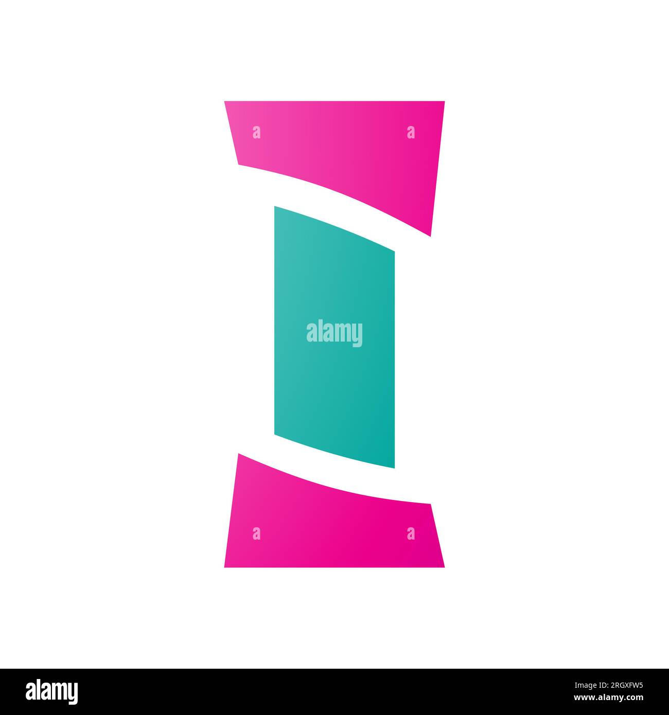 Magenta and Green Antique Pillar Shaped Letter I Icon on a White ...