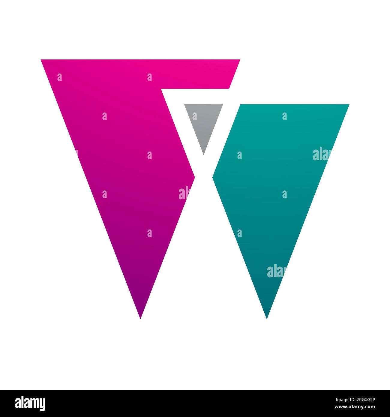 Magenta and Green Letter W Icon with Triangles on a White Background ...
