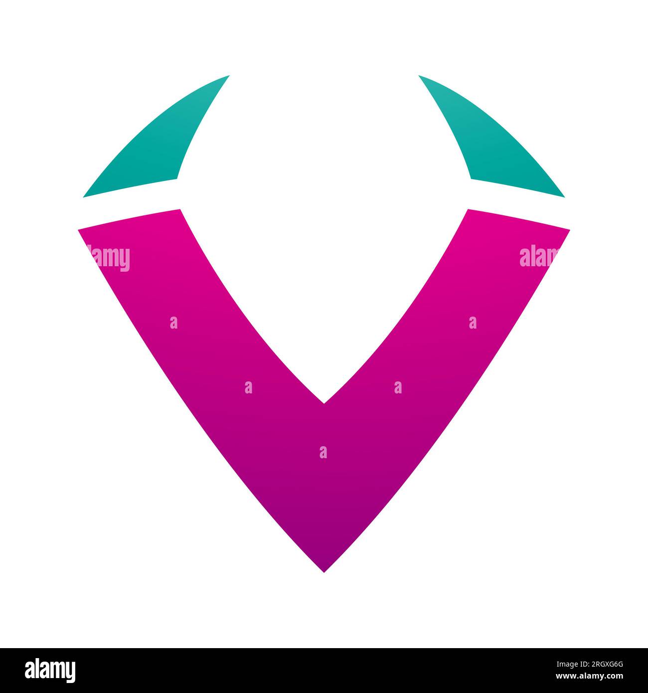 Magenta and Green Horn Shaped Letter V Icon on a White Background Stock ...