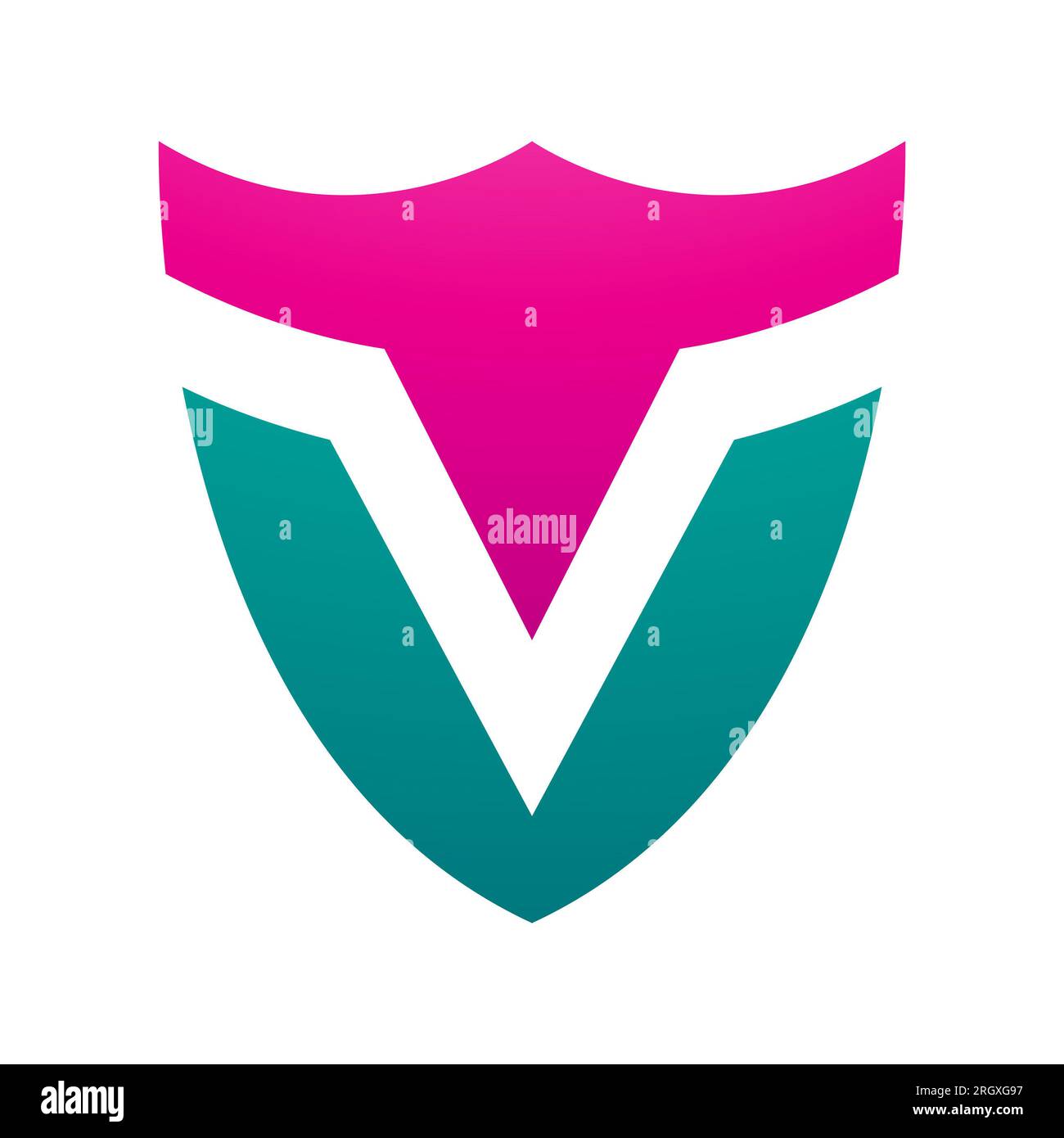 Magenta and Green Shield Shaped Letter V Icon on a White Background ...