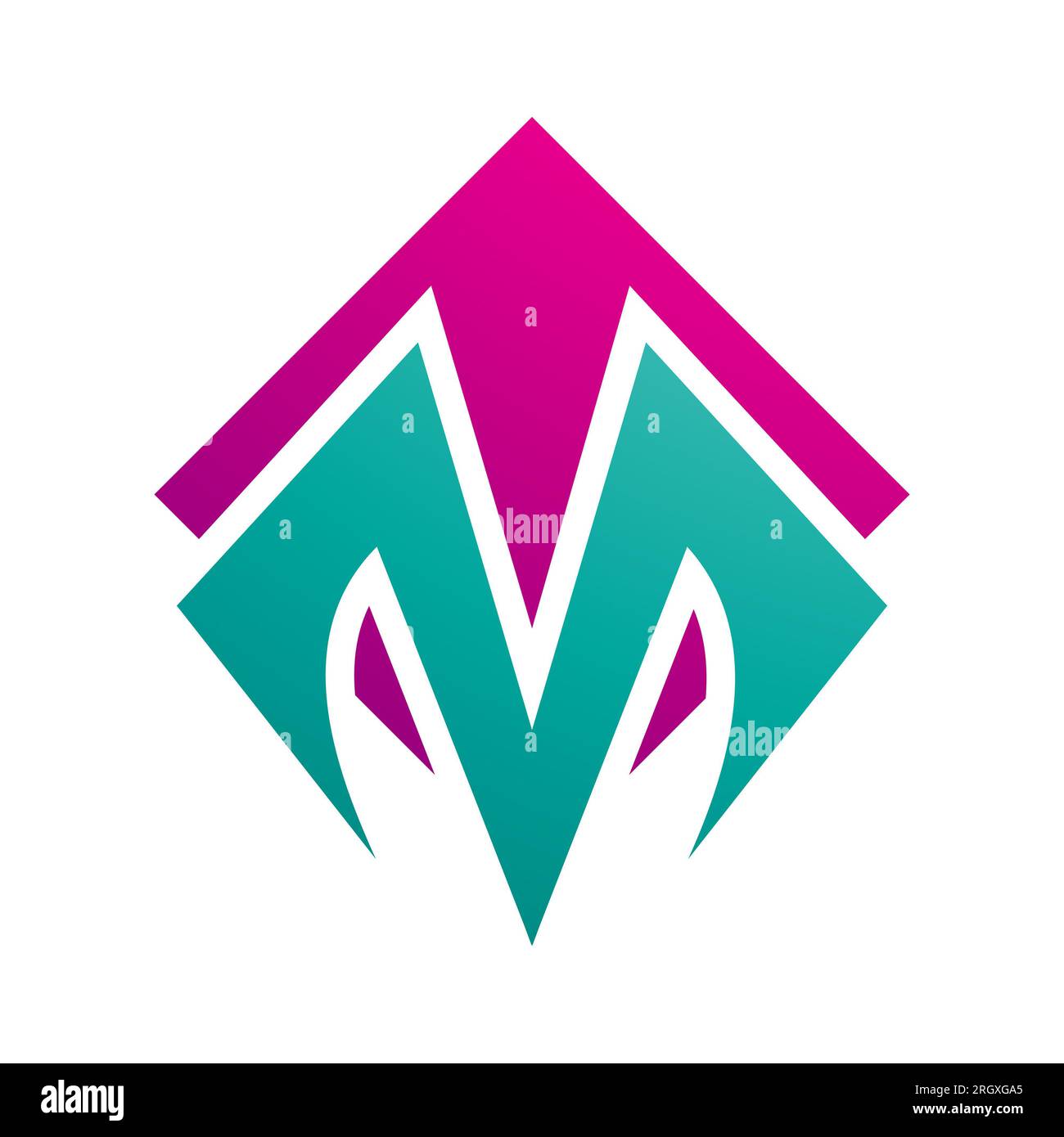 Magenta and Green Square Diamond Shaped Letter M Icon on a White ...