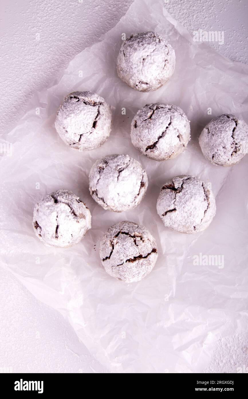 Traditional Christmas almond chocolate snowballs cookies biscuits ...