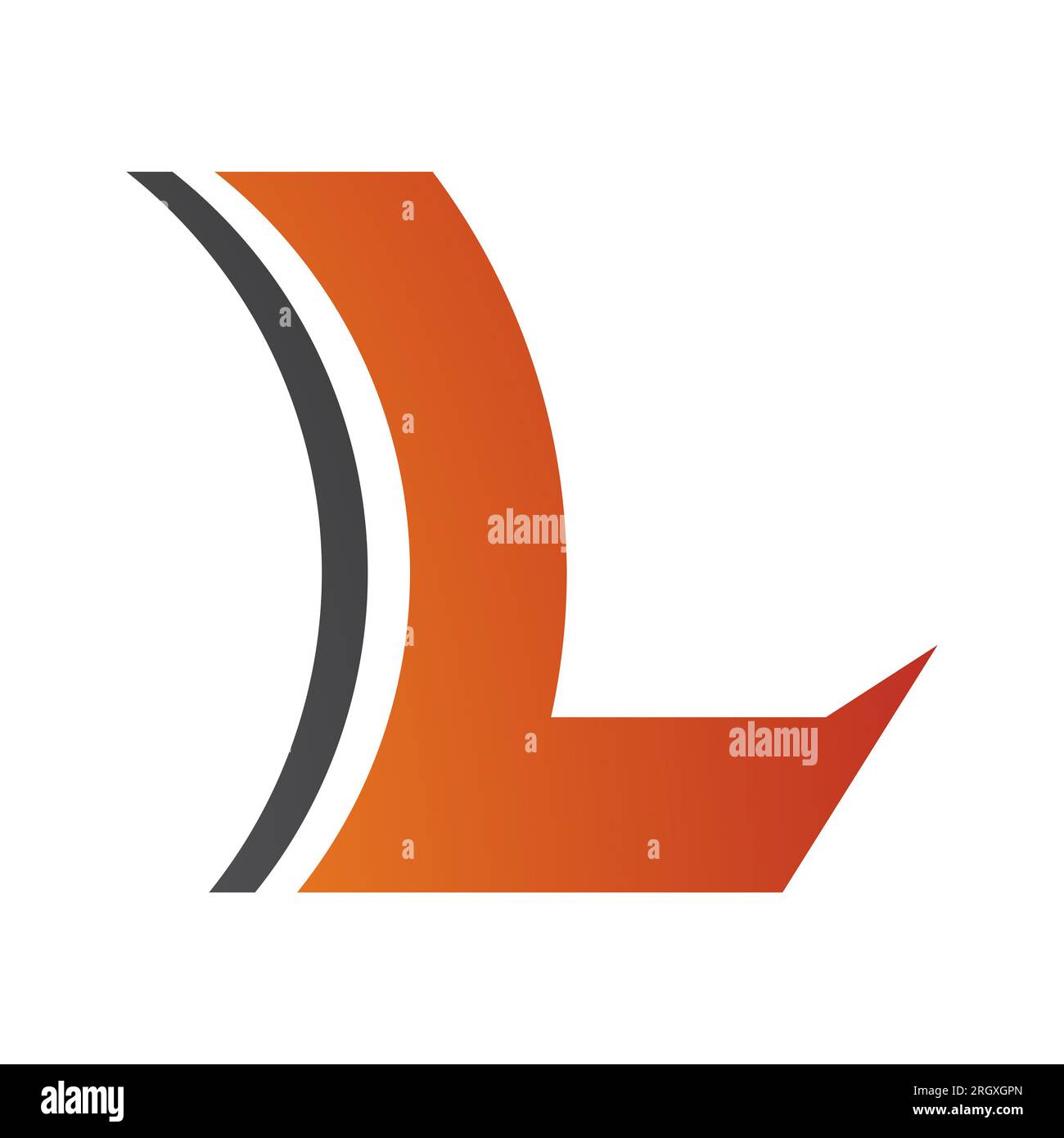 Orange and Black Concave Lens Shaped Letter L Icon on a White ...