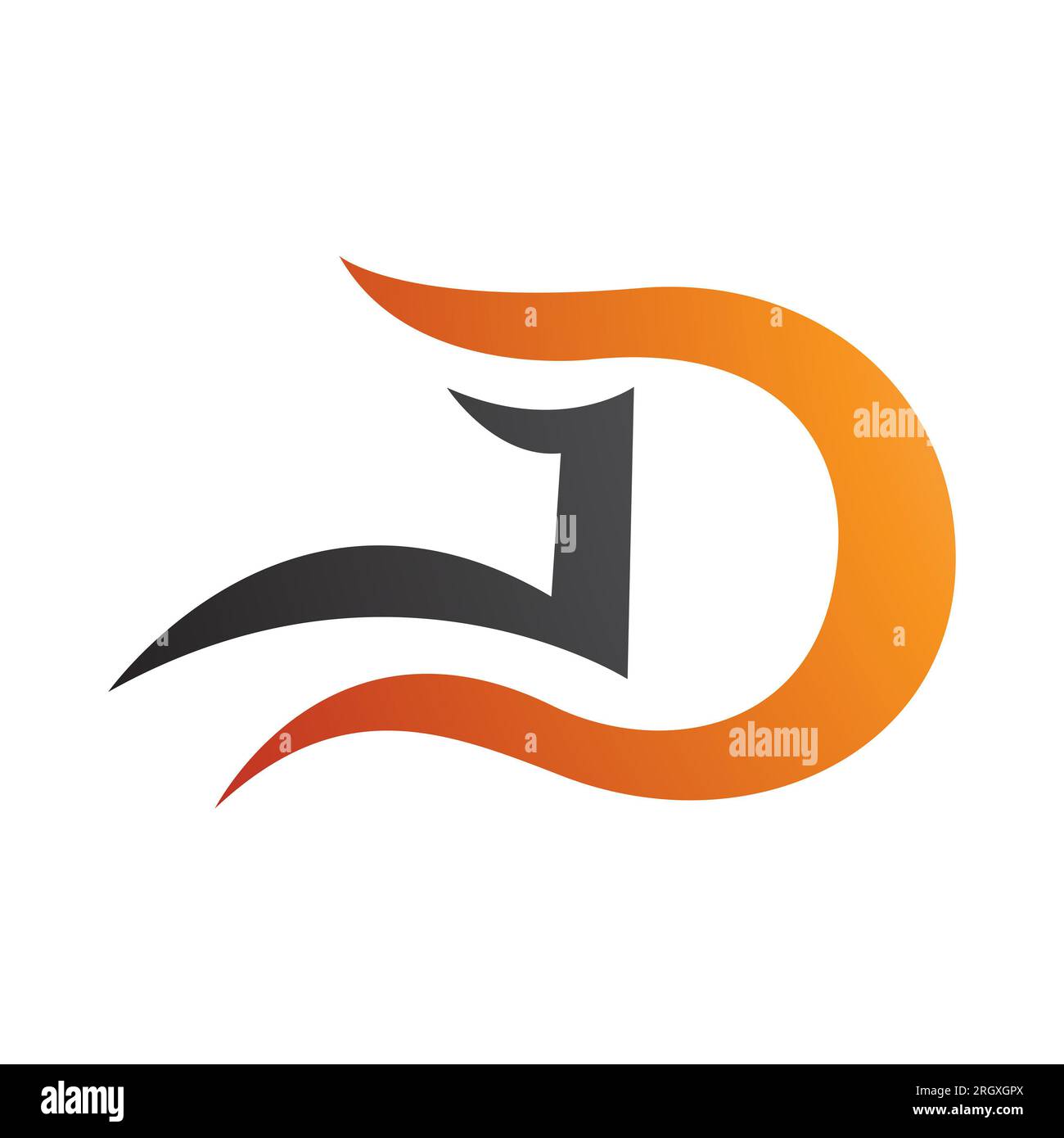 Orange and Black Letter D Icon with Wavy Curves on a White Background ...
