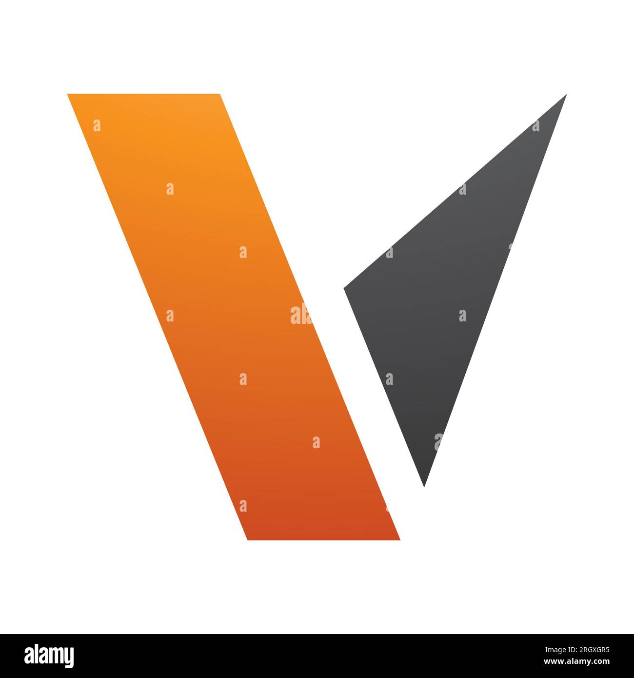 Orange and Black Geometrical Shaped Letter V Icon on a White Background ...