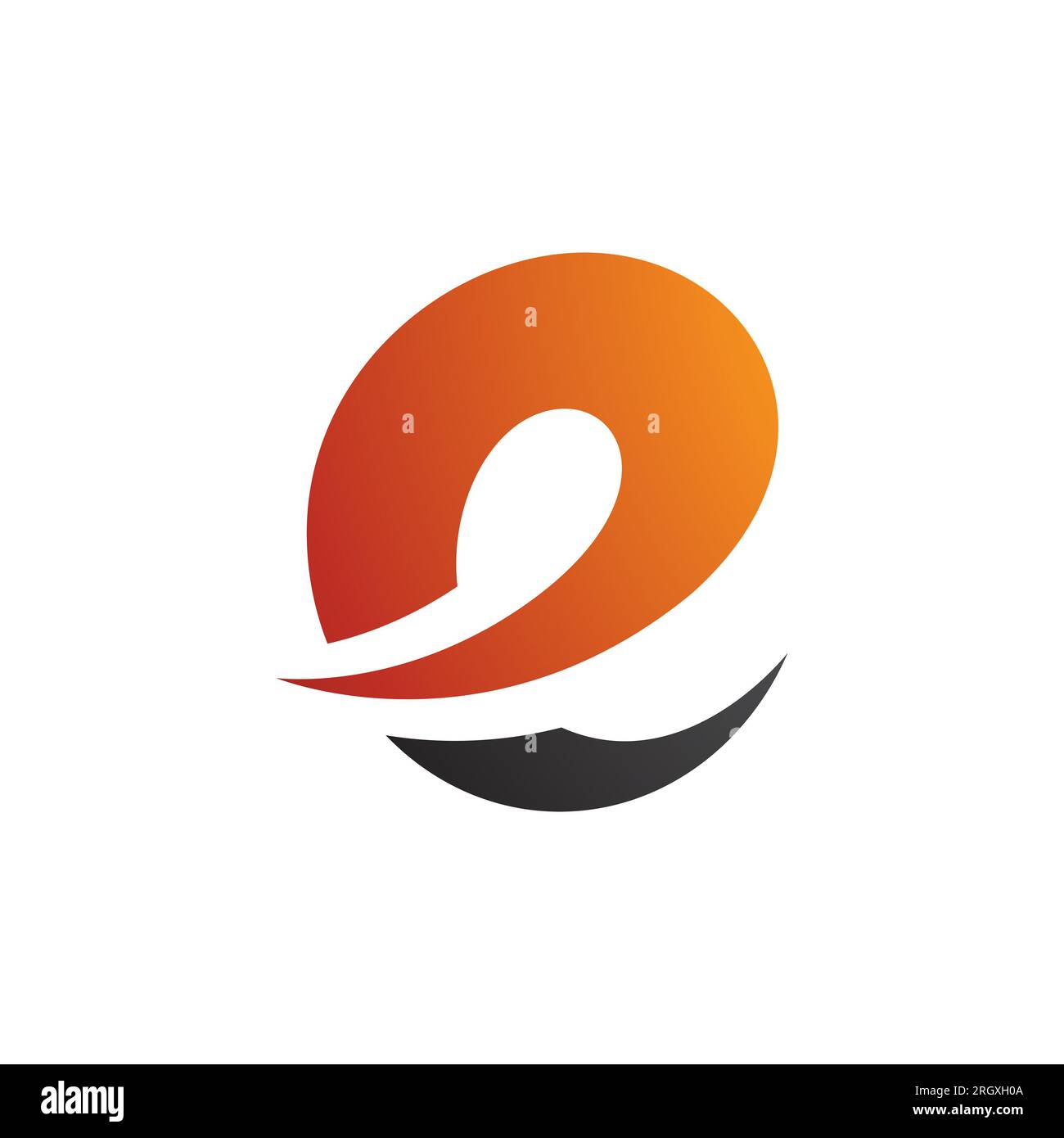 Orange and Black Lowercase Letter E Icon with Soft Spiky Curves on a ...