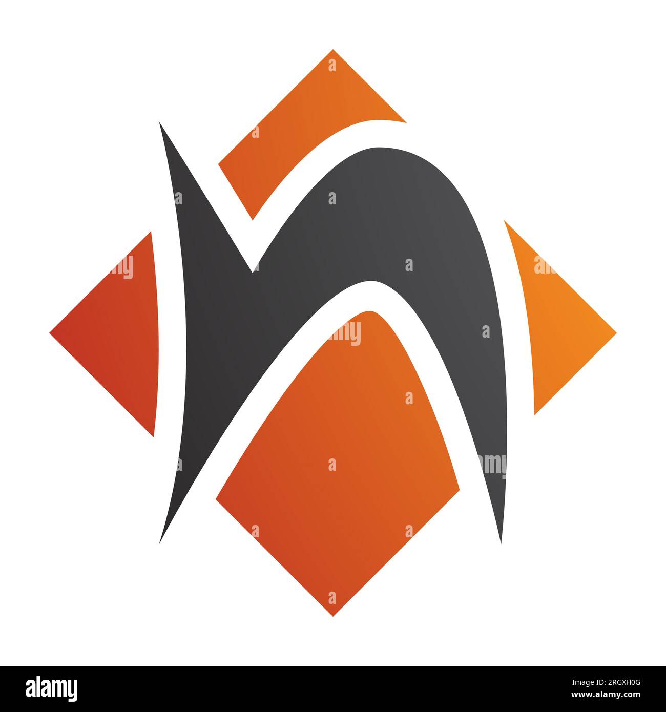 Orange and Black Letter N Icon with a Square Diamond Shape on a White ...