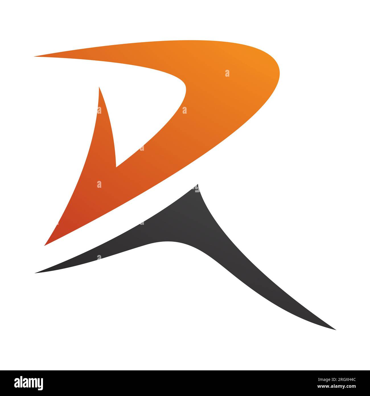 Orange and Black Pointy Tipped Letter R Icon on a White Background ...