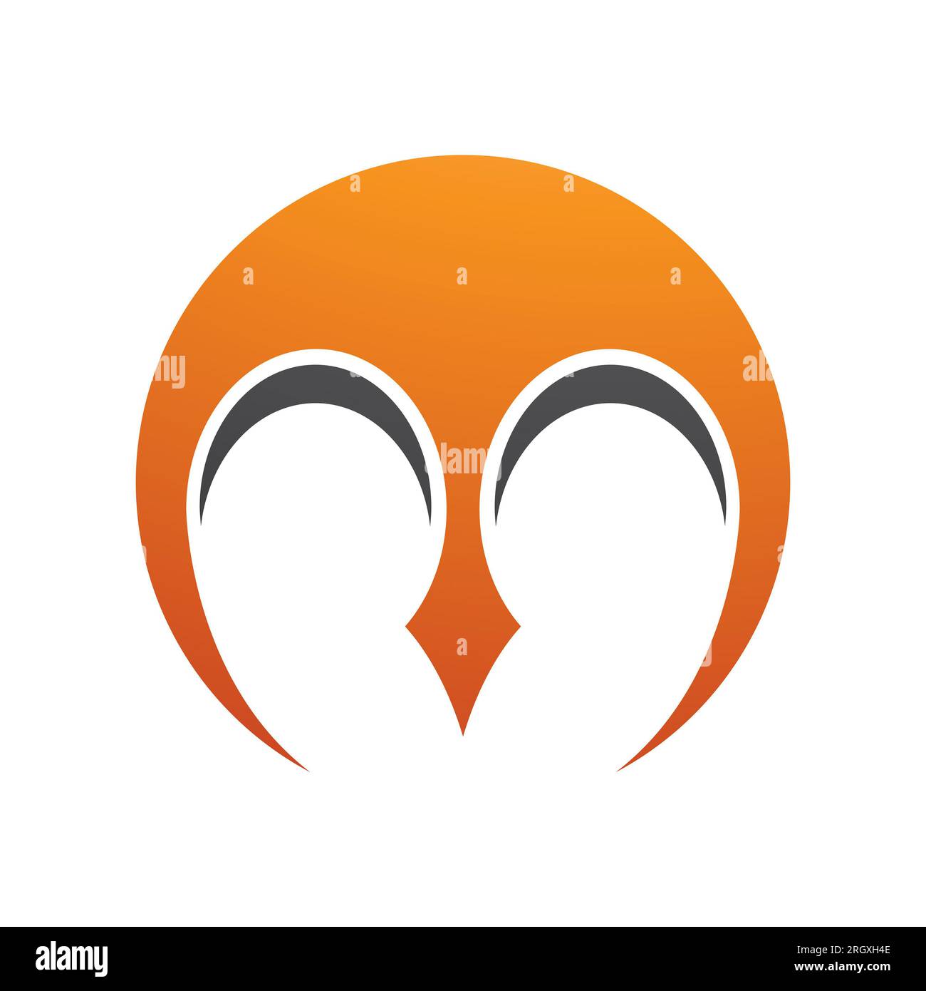 Orange and Black Round Letter M Icon with Pointy Tips on a White ...