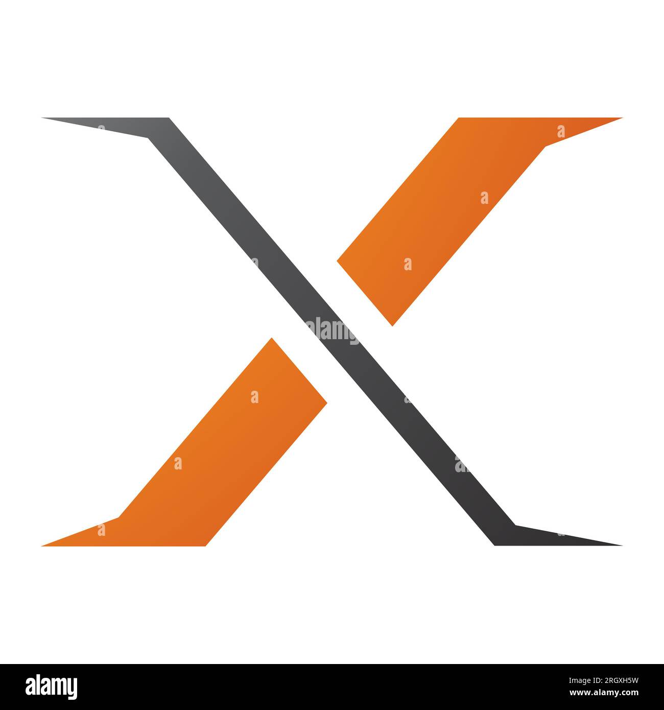 Orange and Black Pointy Tipped Letter X Icon on a White Background ...