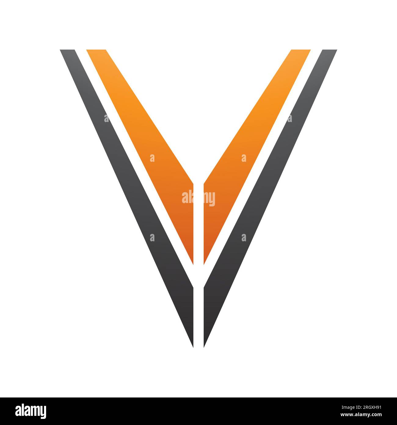 Orange and Black Striped Shaped Letter V Icon on a White Background ...
