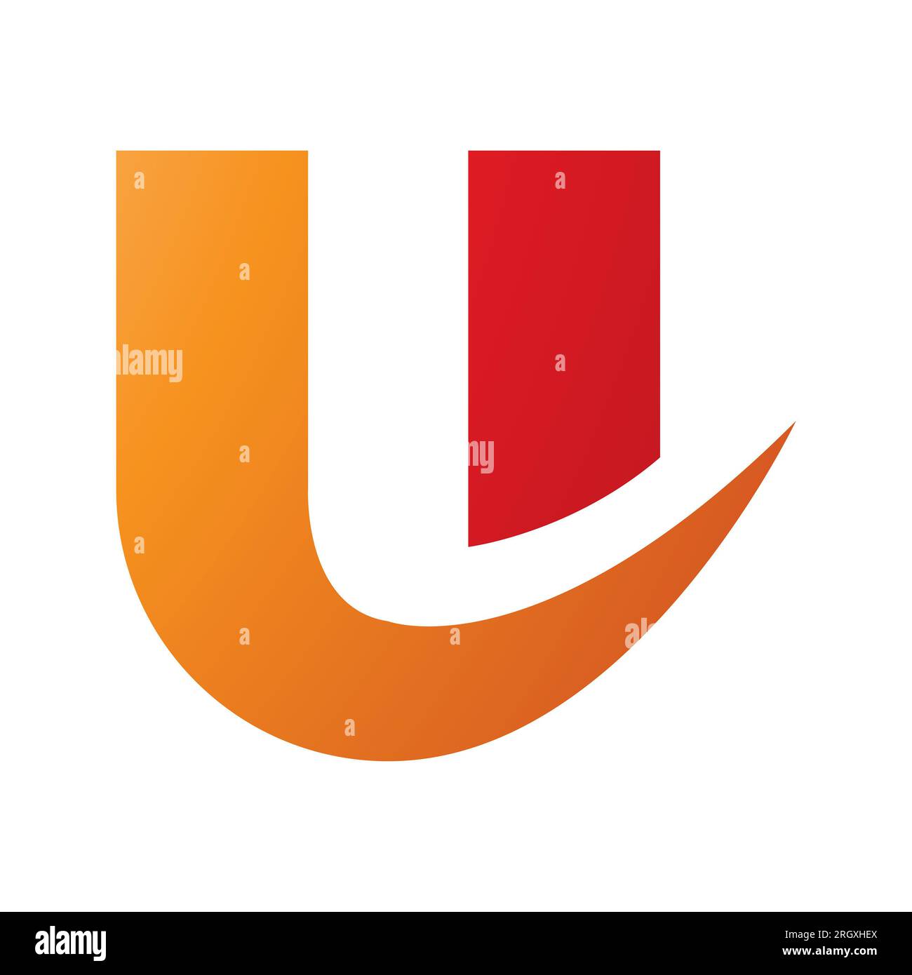 Orange and Red Bold Curvy Shaped Letter U Icon on a White Background ...