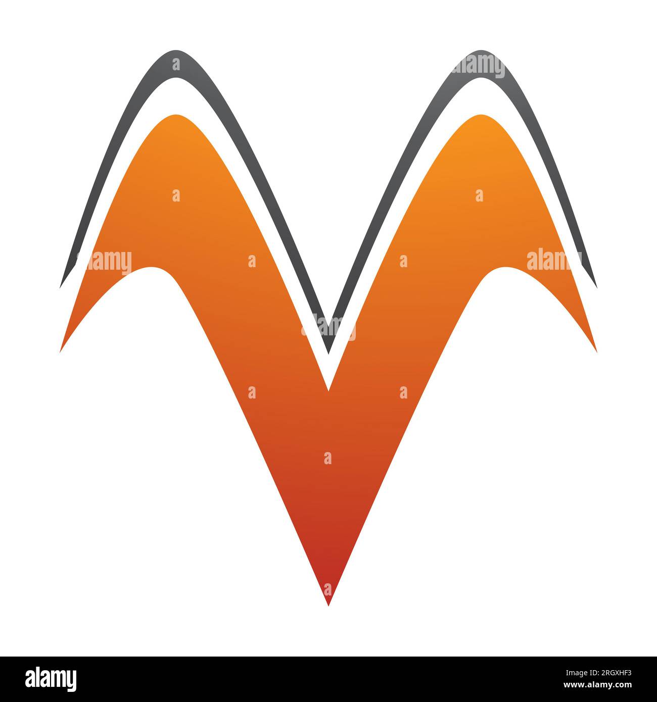 Orange and Black Wing Shaped Letter V Icon on a White Background Stock ...