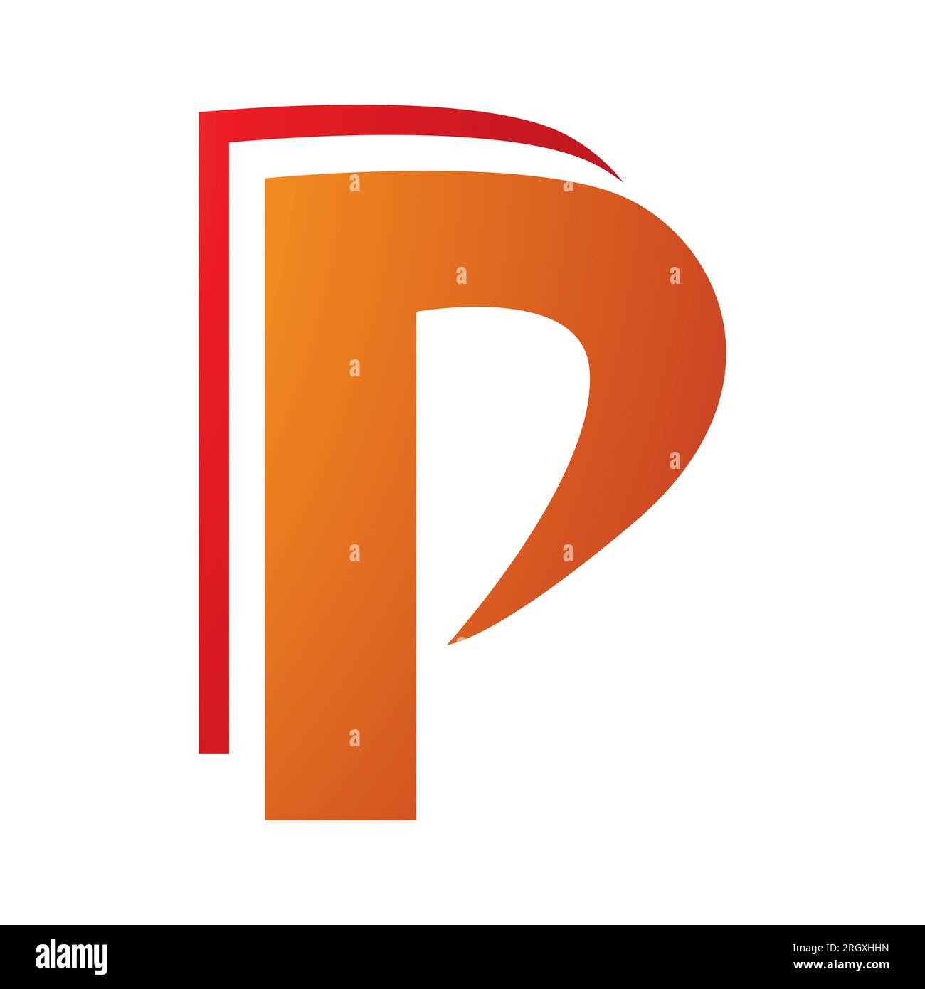 Orange and Red Layered Letter P Icon on a White Background Stock Photo ...