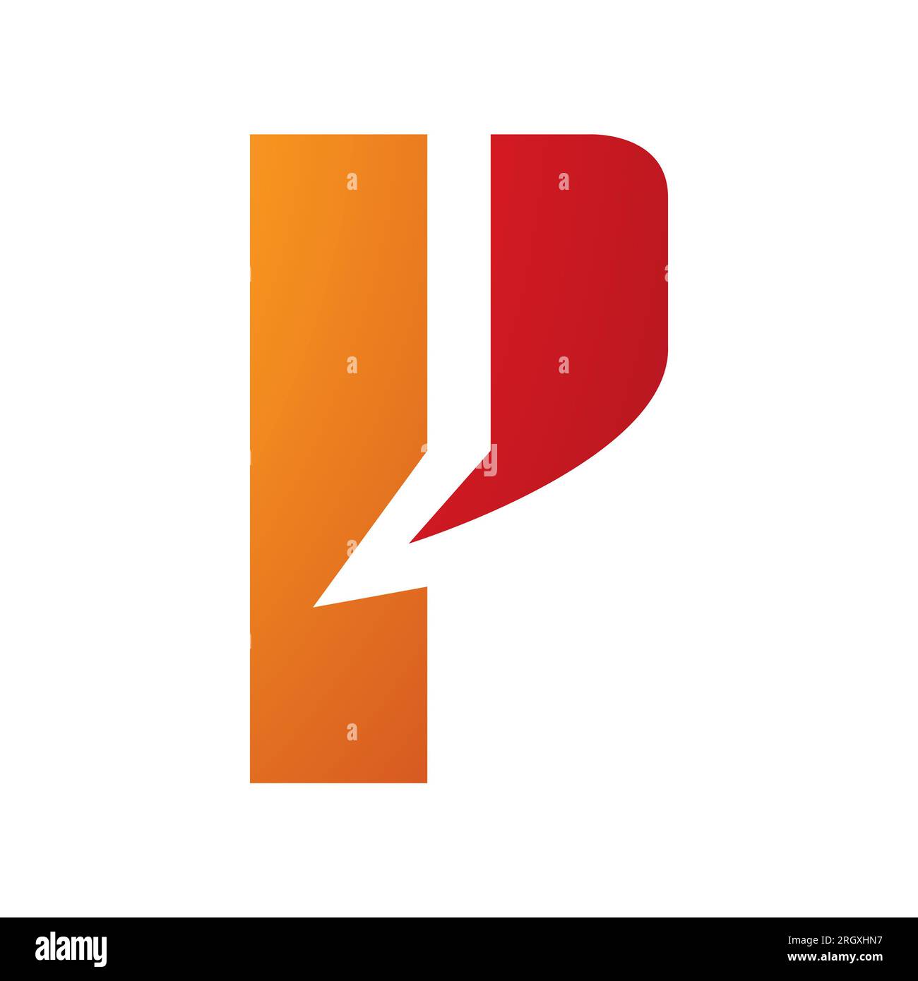 Orange and Red Letter P Icon with a Bold Rectangle on a White ...