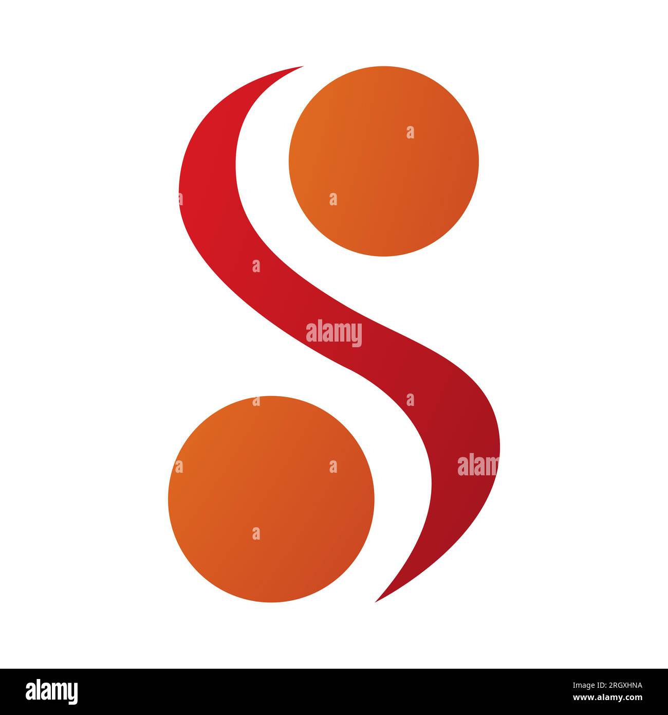 Orange and Red Letter S Icon with Spheres on a White Background Stock ...