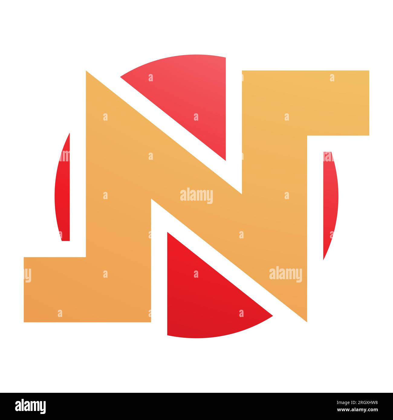 Orange and Red Round Bold Letter N Icon on a White Background Stock ...