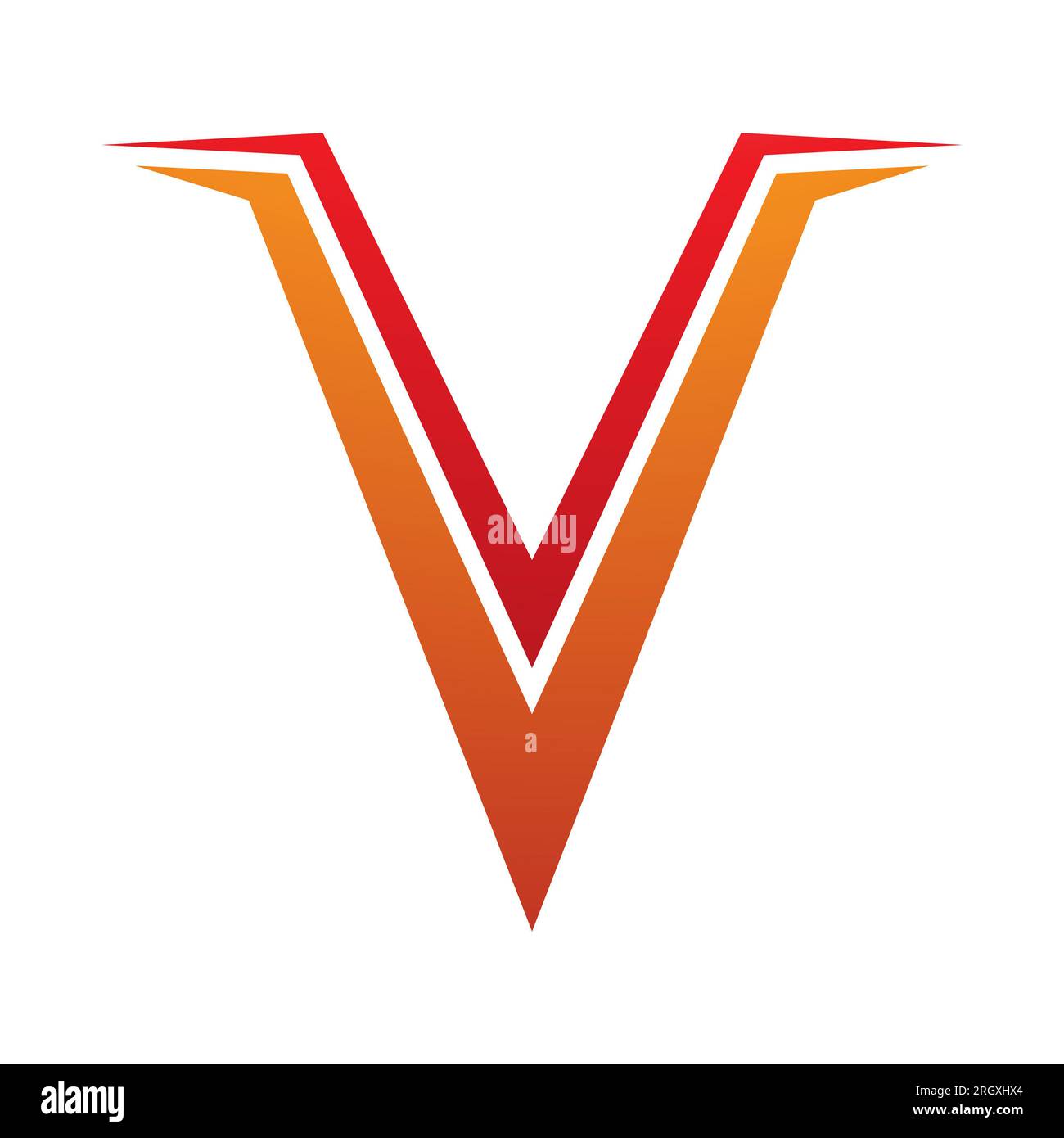 Orange and Red Spiky Shaped Letter V Icon on a White Background Stock ...