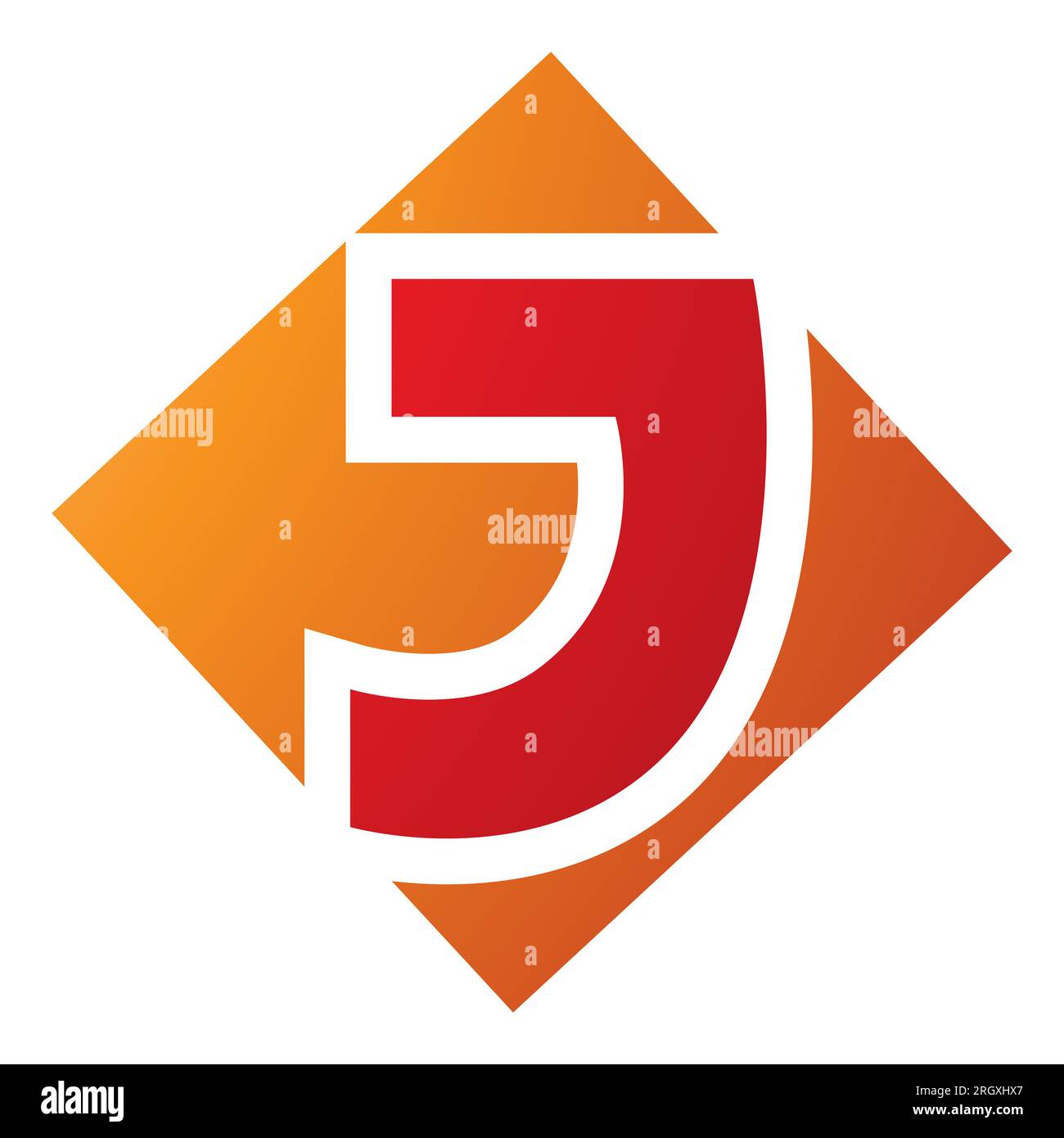 Orange and Red Square Diamond Shaped Letter J Icon on a White ...
