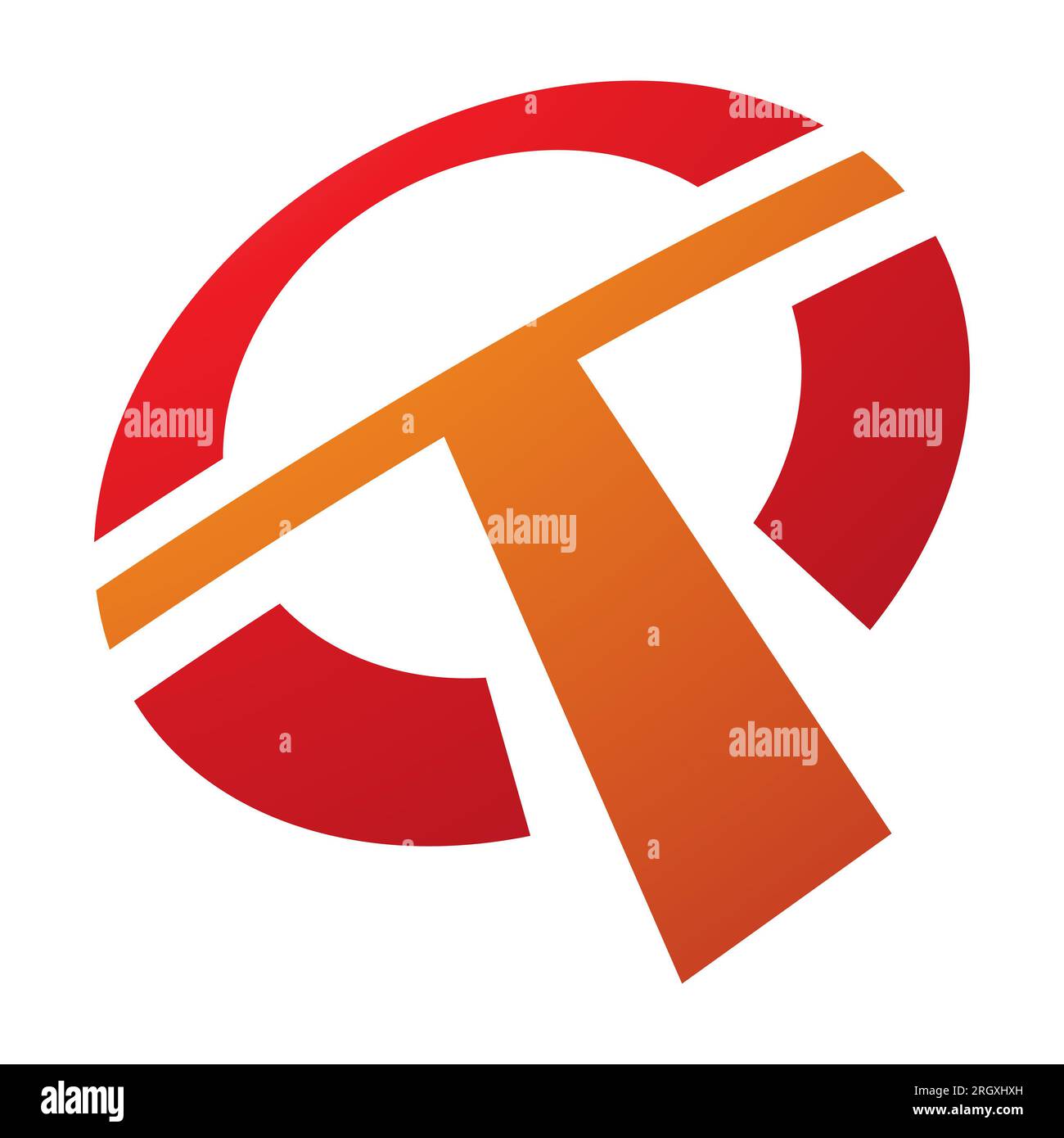 Orange and Red Round Shaped Letter T Icon on a White Background Stock ...